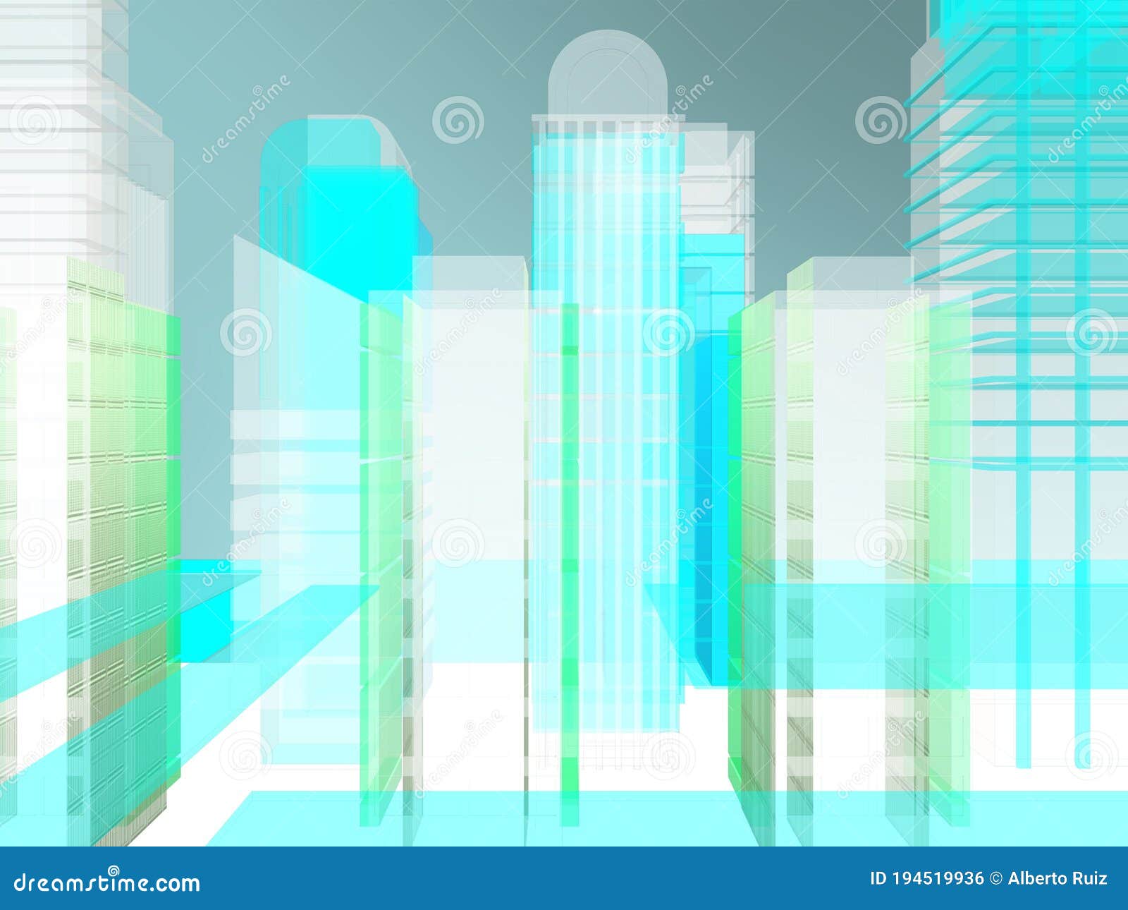 Blue Architectural Structure in Perspective Over Blue Stock ...