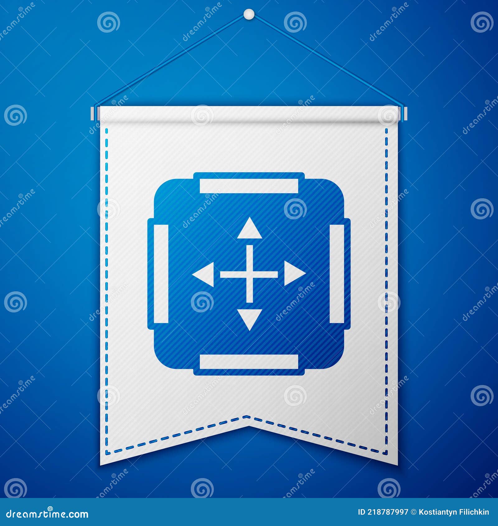 Blue Area Measurement Icon Isolated on Blue Background. White Pennant ...