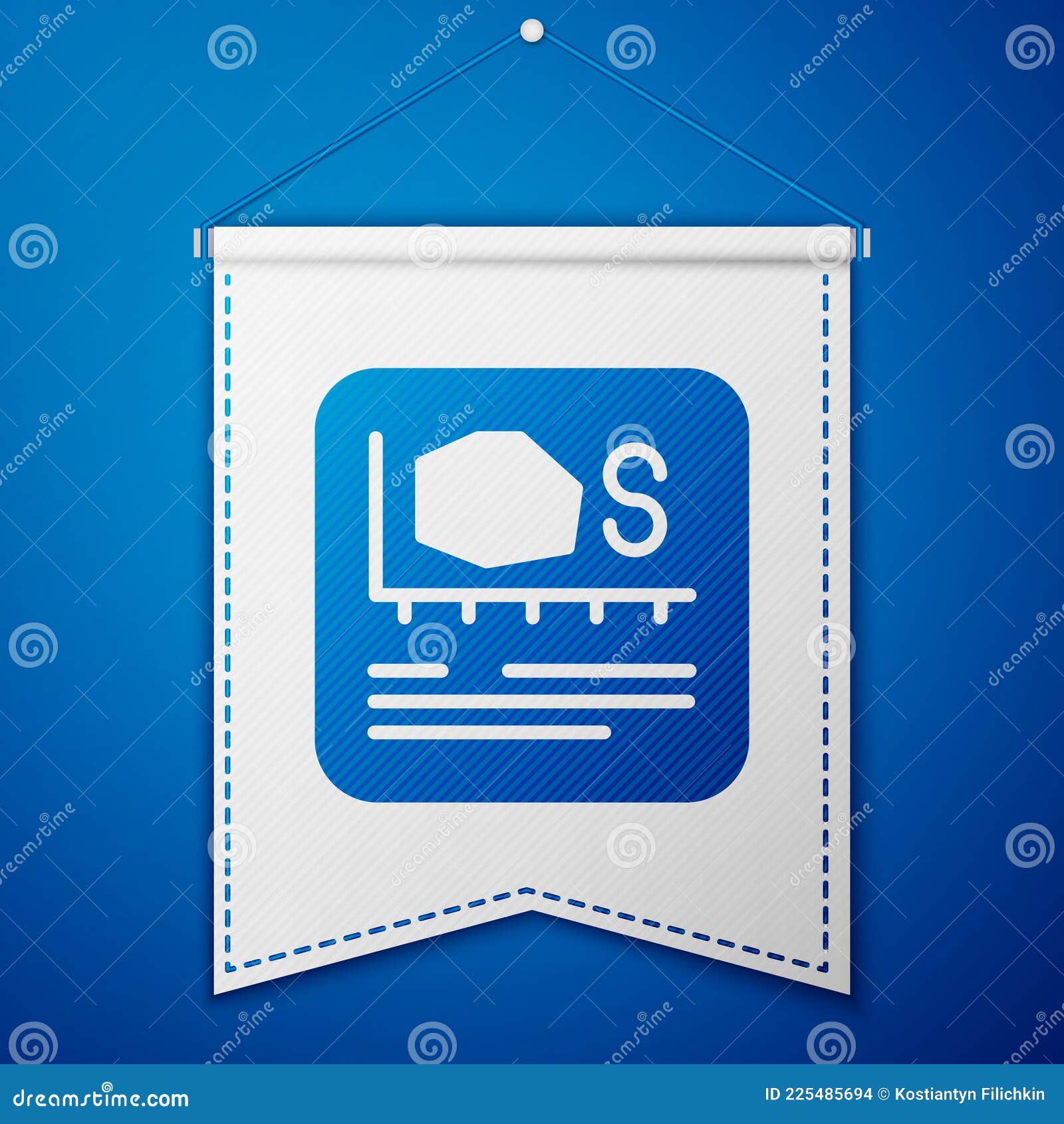 Blue Area Measurement Icon Isolated on Blue Background. White Pennant ...