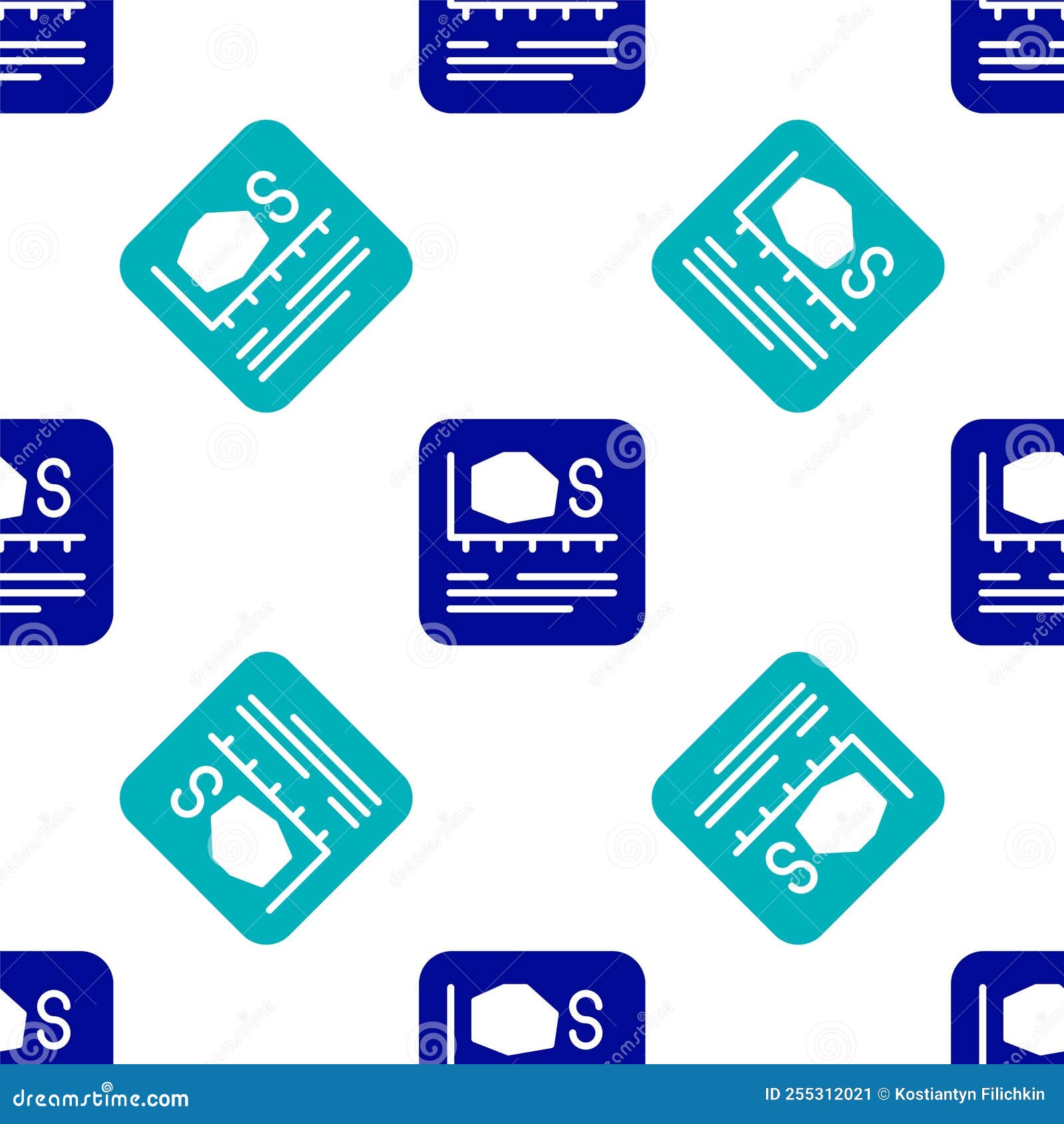 Blue Area Measurement Icon Isolated Seamless Pattern on White ...