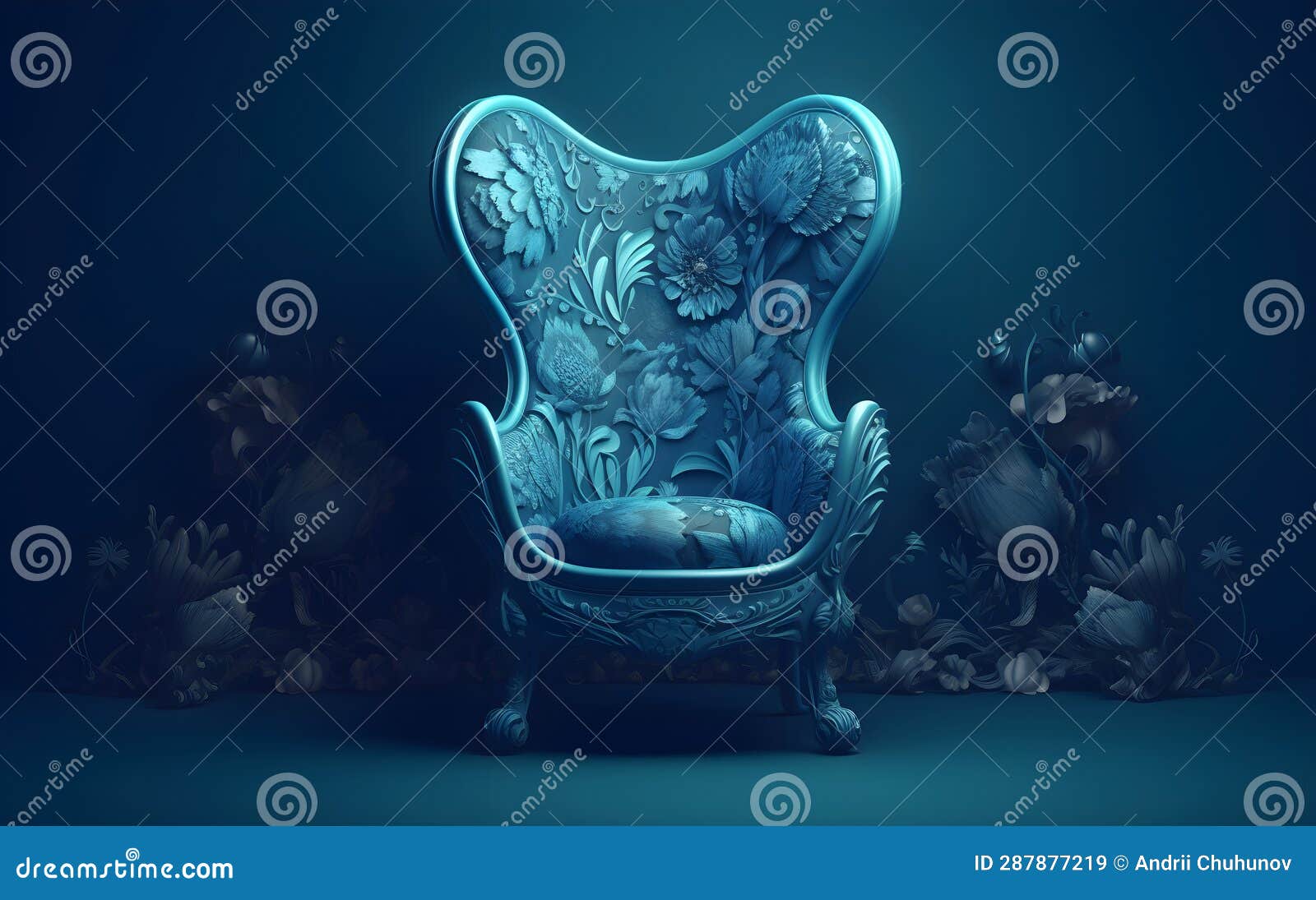Blue Armchair In A Blue Room Generative Ai Stock Illustration Illustration Of Calm Stylish
