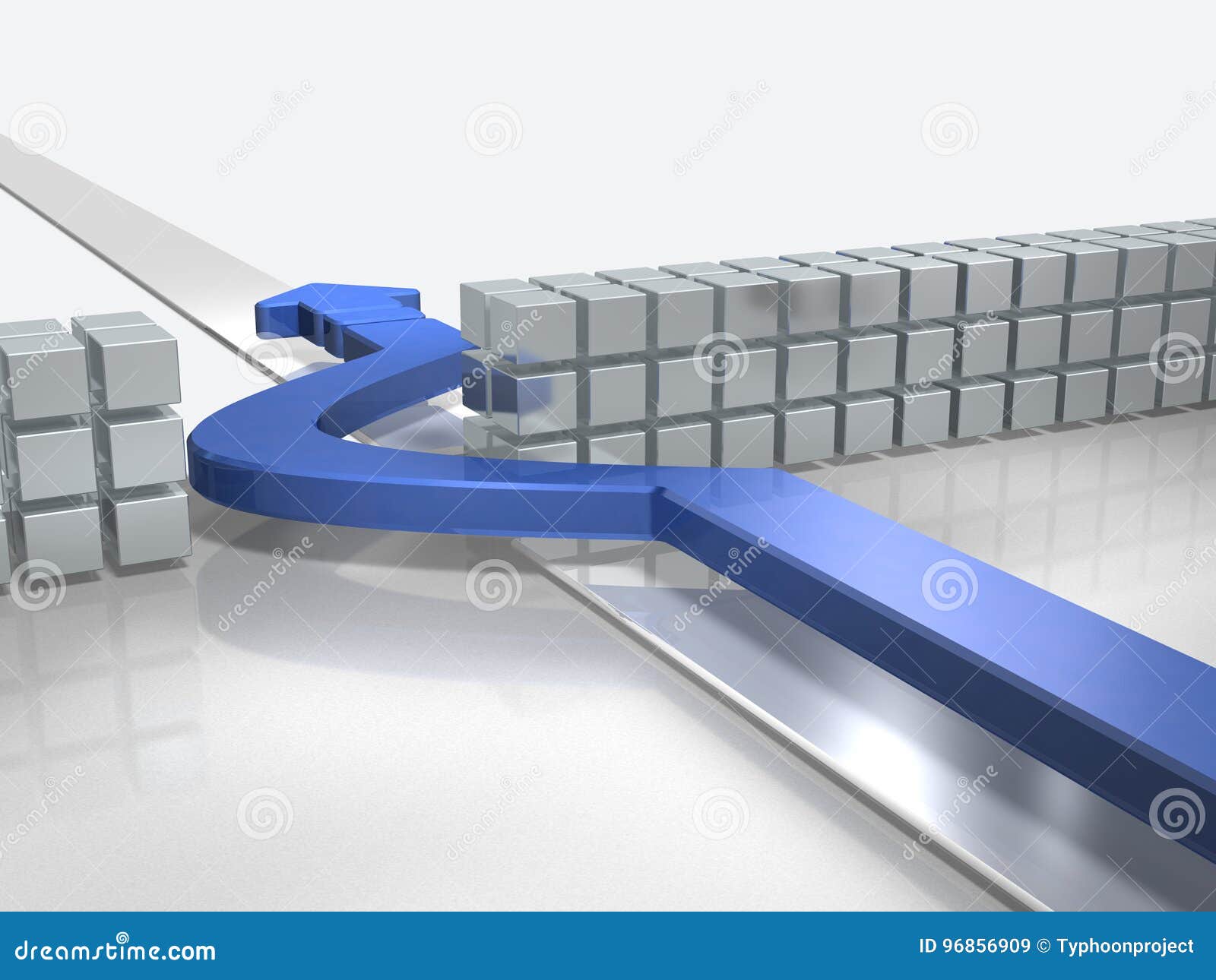 The Blue Arrow Advances To Avoid Obstacles. Stock Illustration ...
