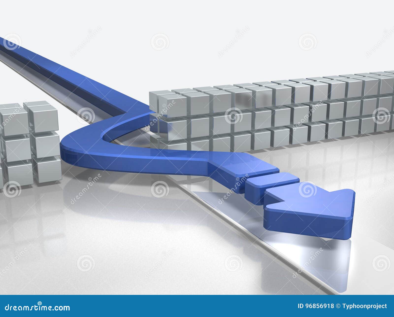 The Blue Arrow Advances To Avoid Obstacles. Stock Illustration ...