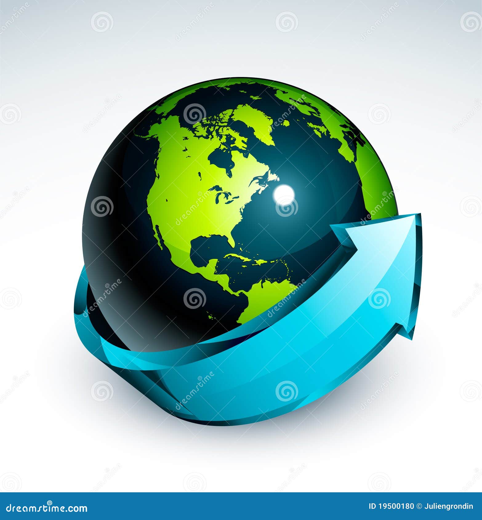 Blue arrow around earth stock vector. Illustration of power - 19500180