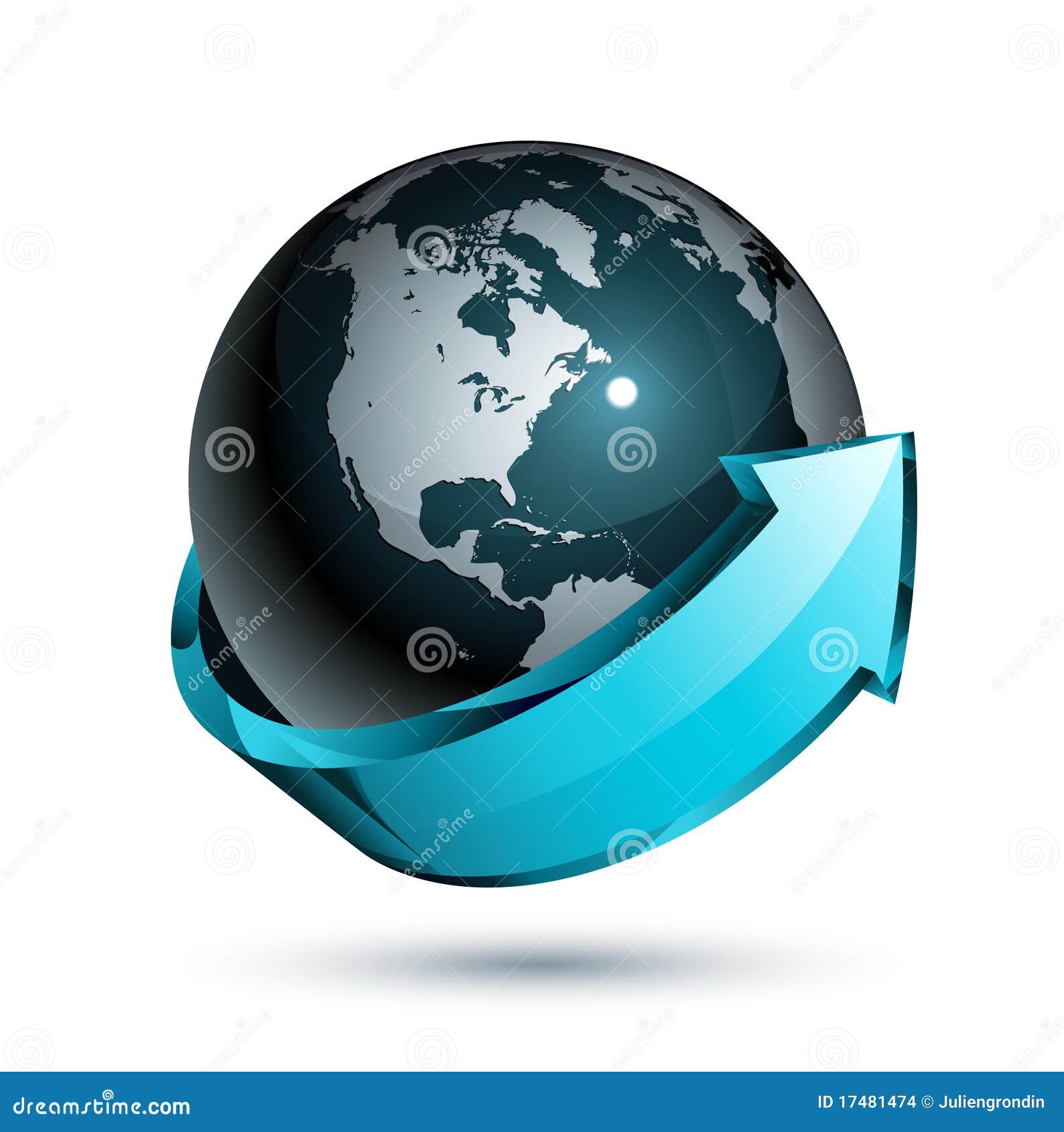 Blue Arrow Around World Globe Stock Vector - Illustration of arrow ...