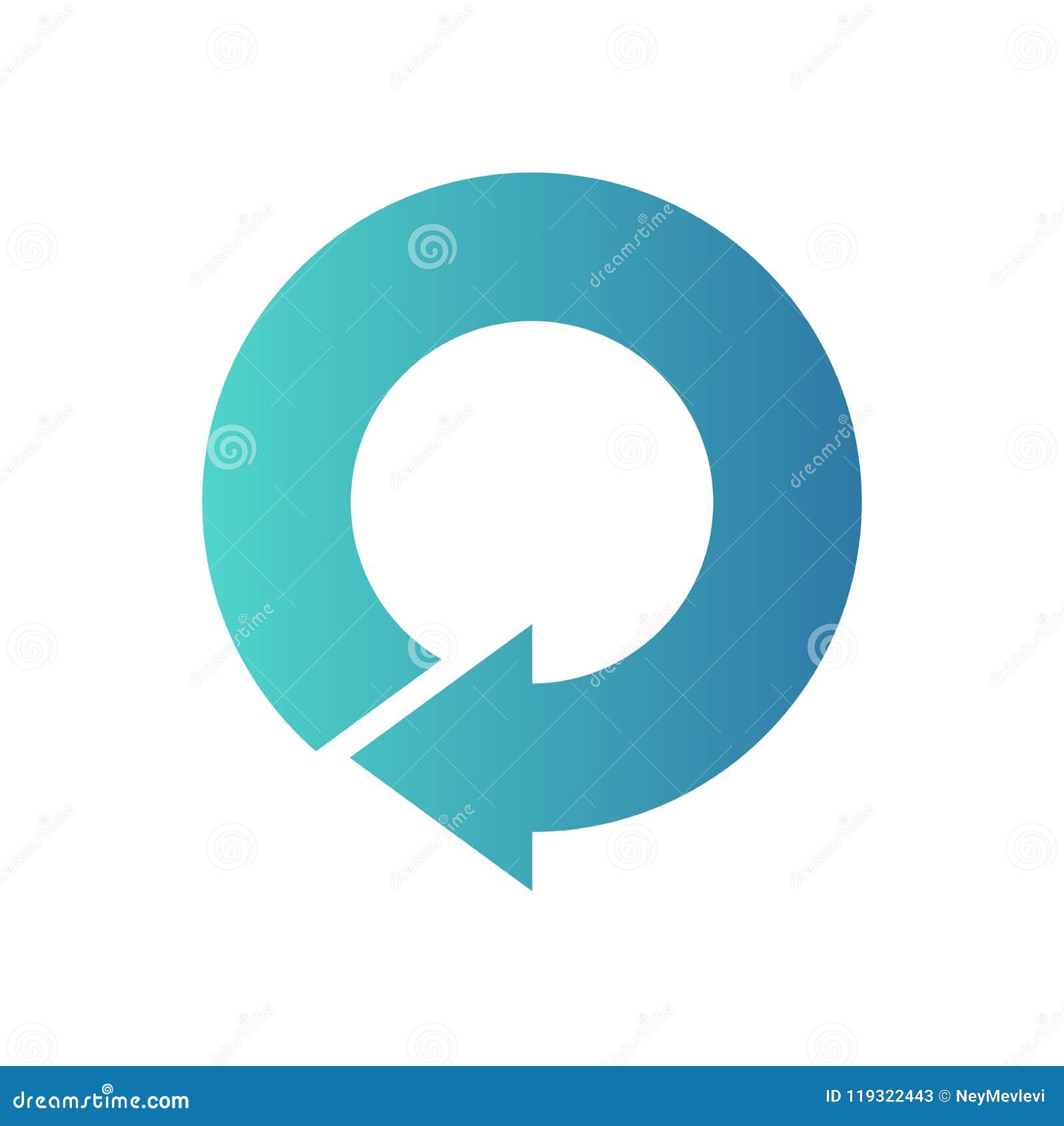 Blue Arrow Back To the Beginning of the Circle Shape Stock Vector ...