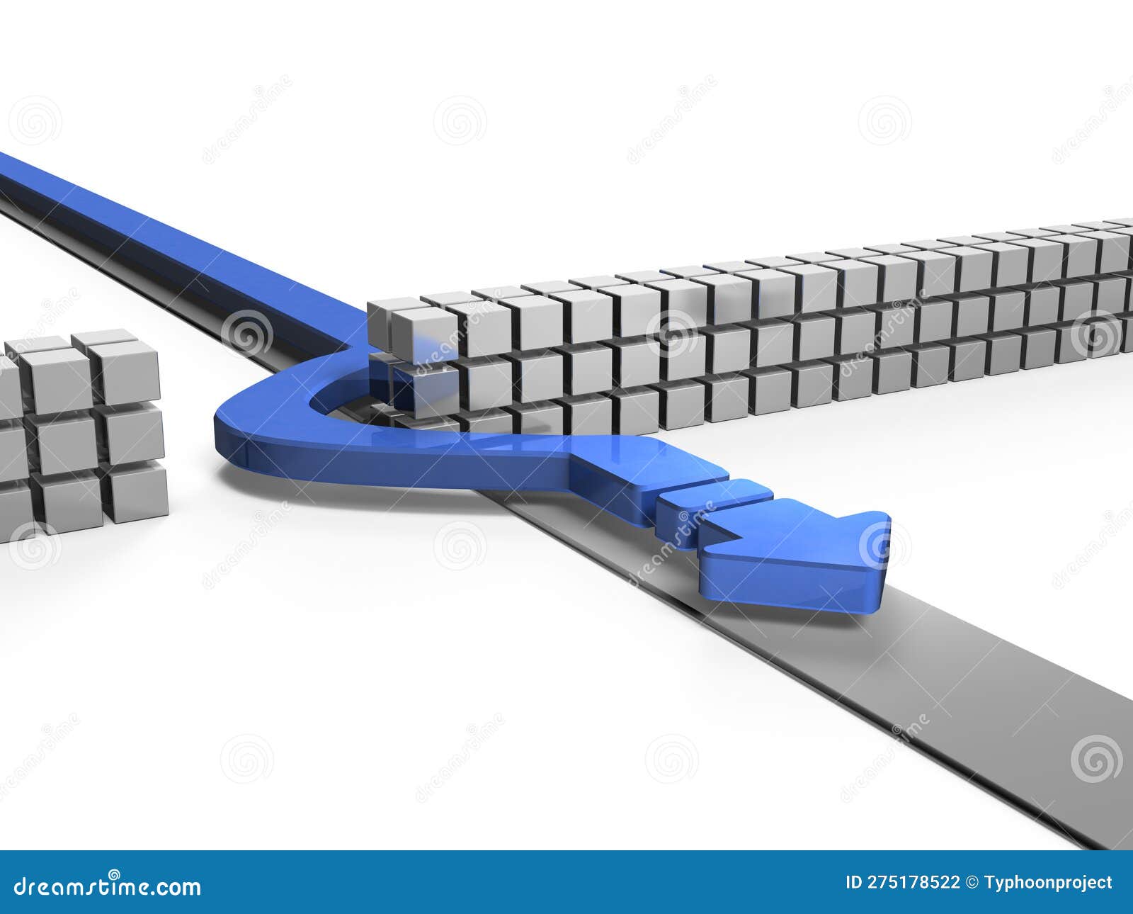 A Blue Arrow that Bypasses the Wall and Continues Forward. a Wall of ...