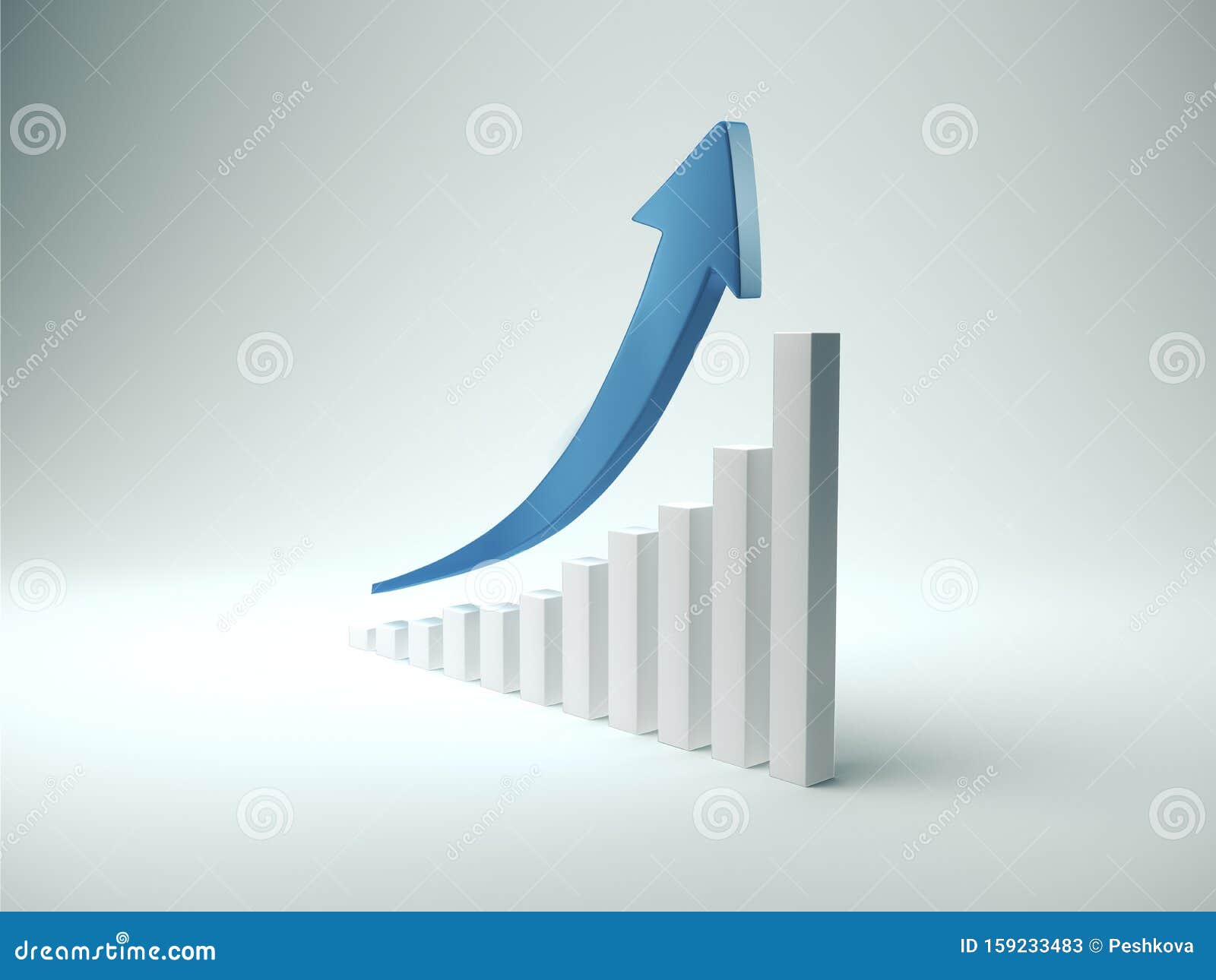 Blue arrow on chart stock illustration. Illustration of render - 159233483
