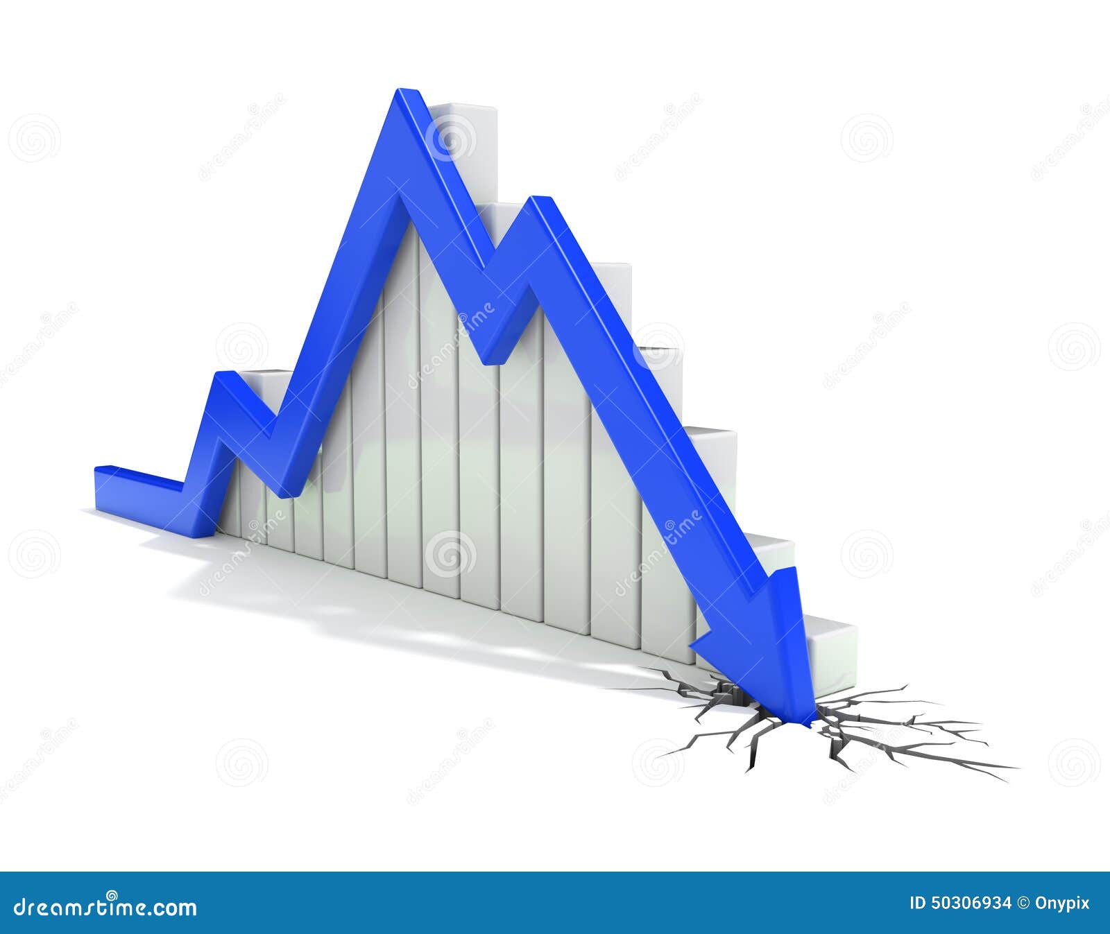 Blue arrow crash stock illustration. Illustration of crisis - 50306934