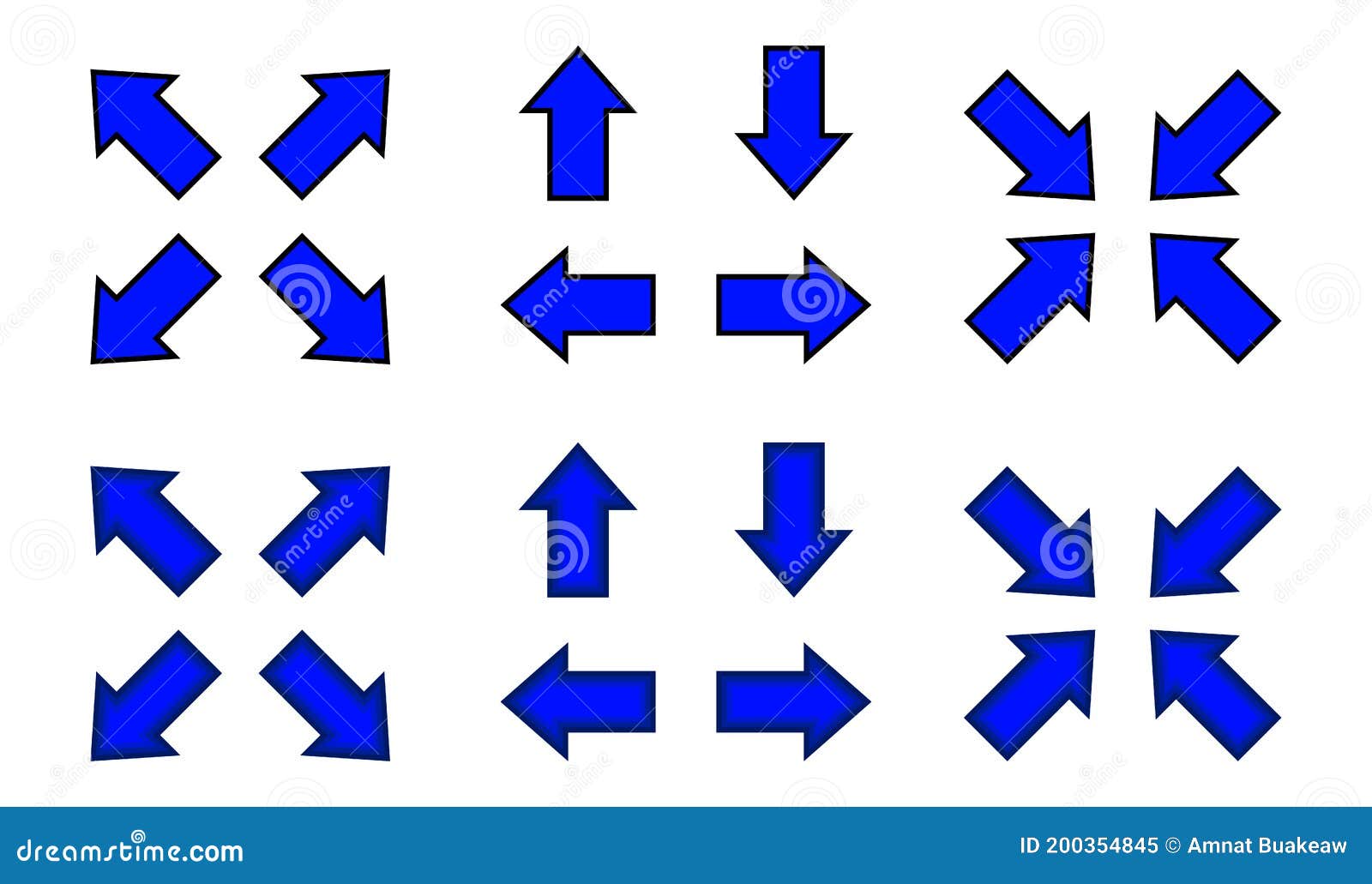 Blue Arrow and Diagonal Arrow Sign for Map, Arrow Button for Graphic ...