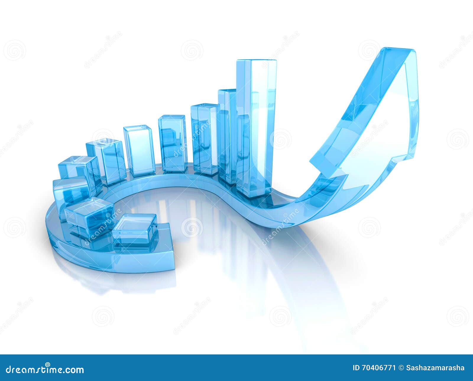 Blue Arrow and Financial Bar Chart Graph Growing Up Stock Illustration ...