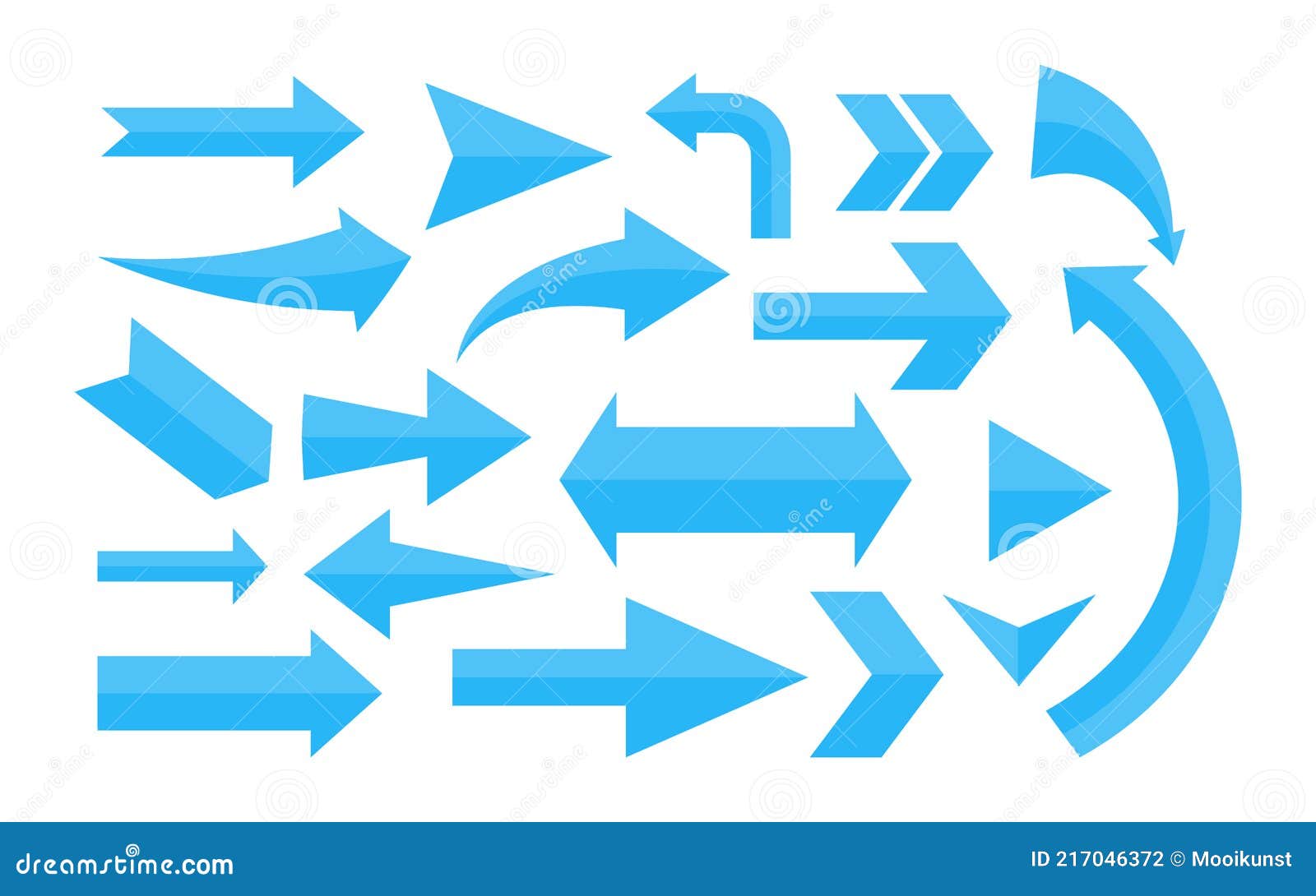 Blue Arrow Flat Cartoon Navigation Sign Set Vector Stock Vector ...