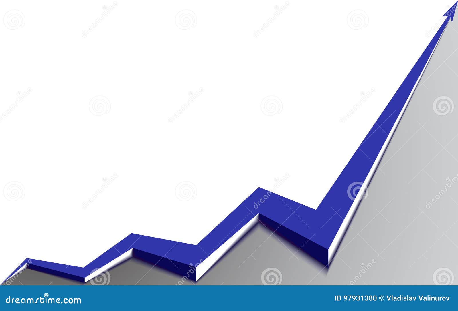 Blue Arrow Graph Goes Up White Background Stock Vector - Illustration ...