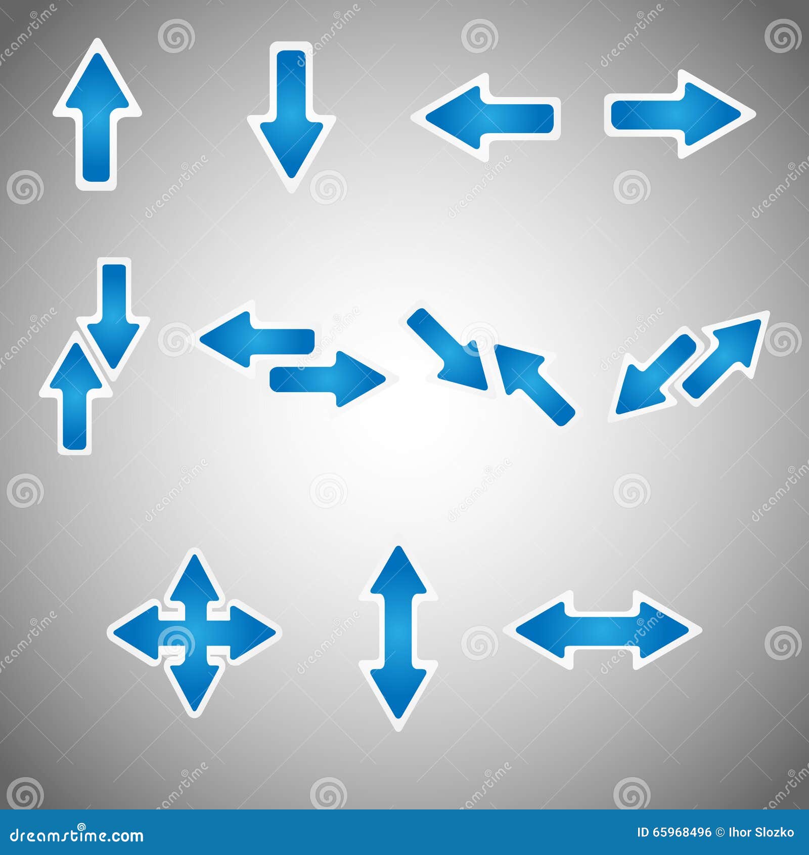 Blue Arrow Icon Set stock vector. Illustration of link - 65968496