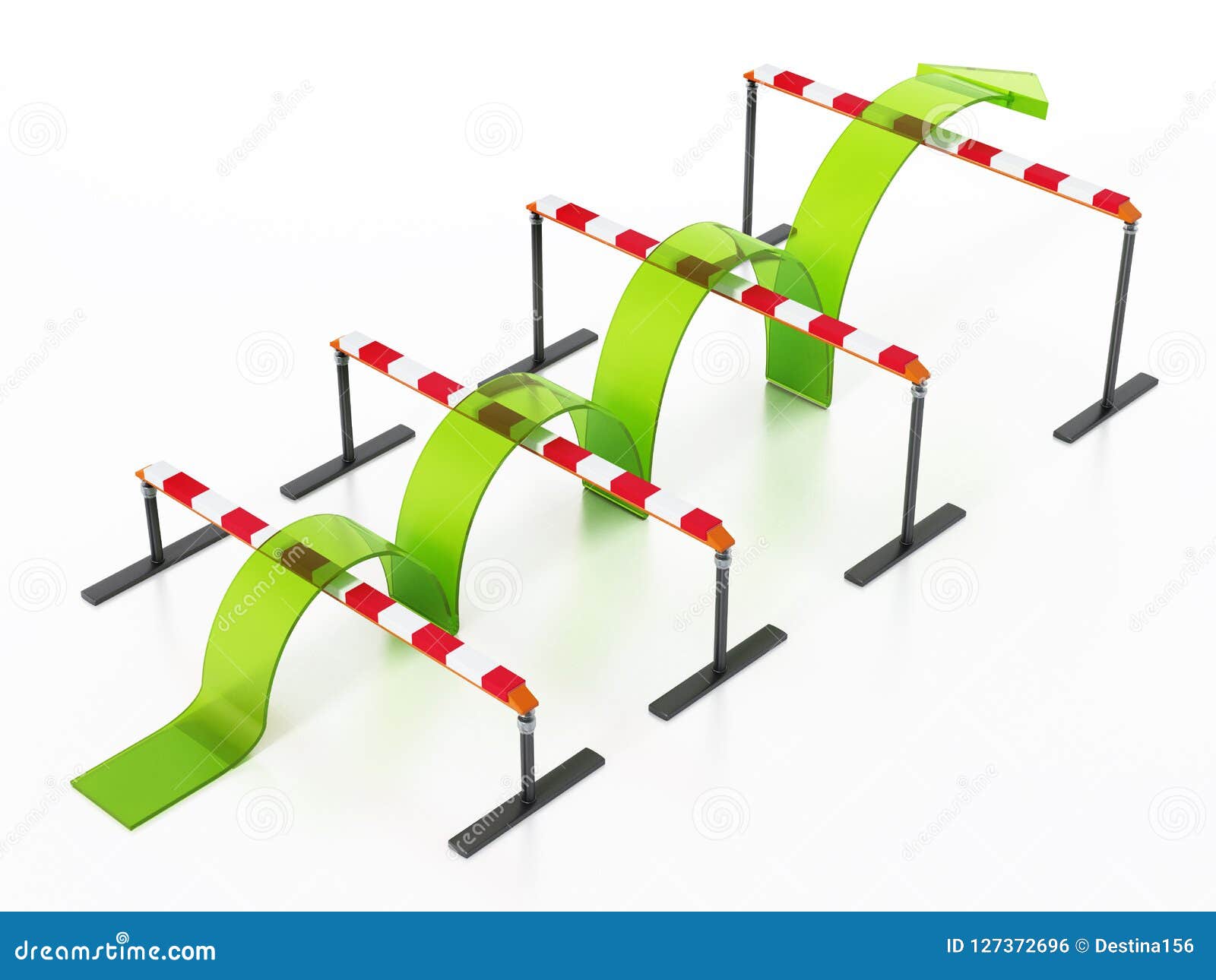 Blue Arrow Jumping Over the Obstacles. 3D Illustration Stock ...