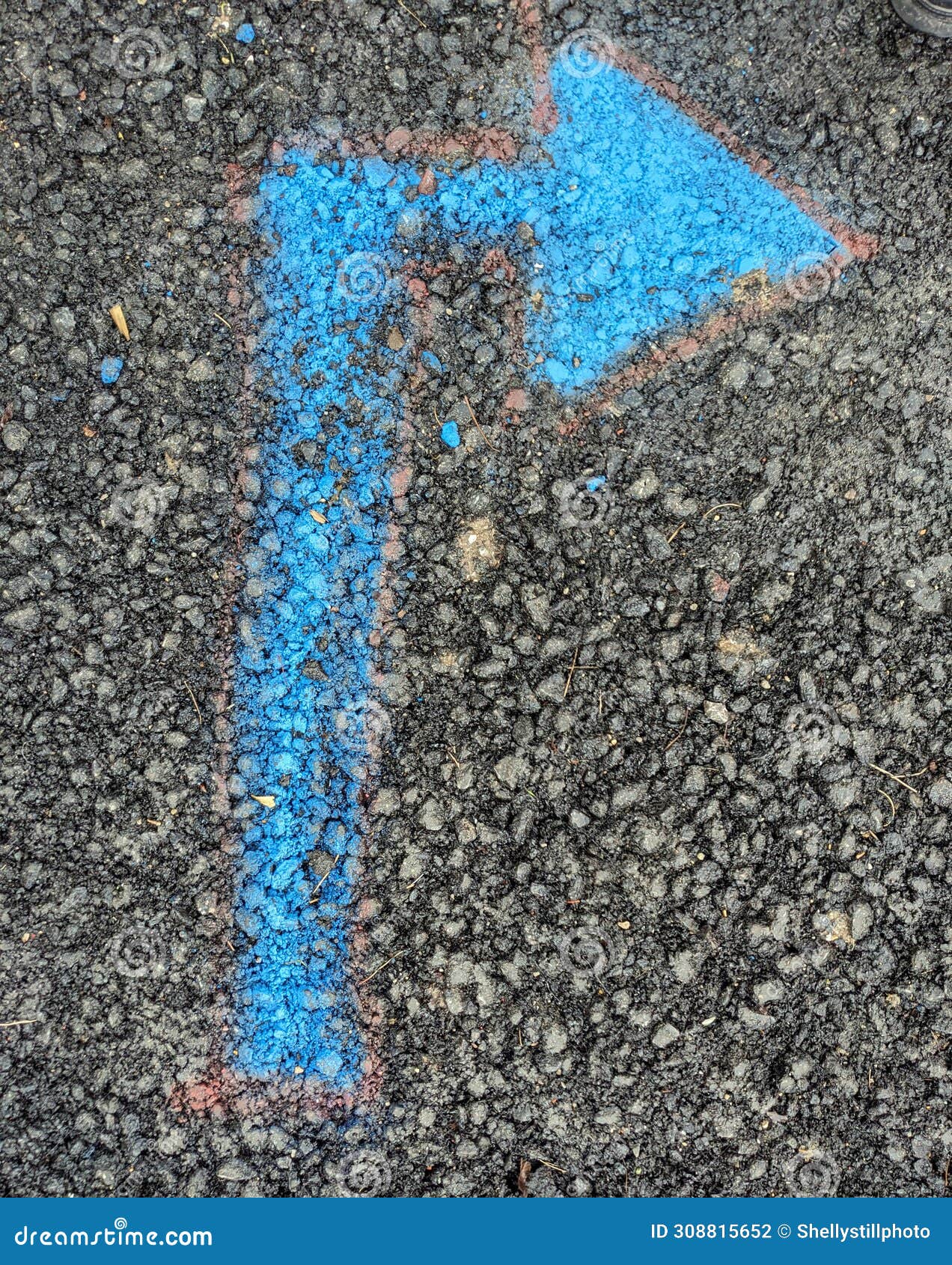 Blue Arrow Painted on Pavement Pointing Stock Photo - Image of drive ...