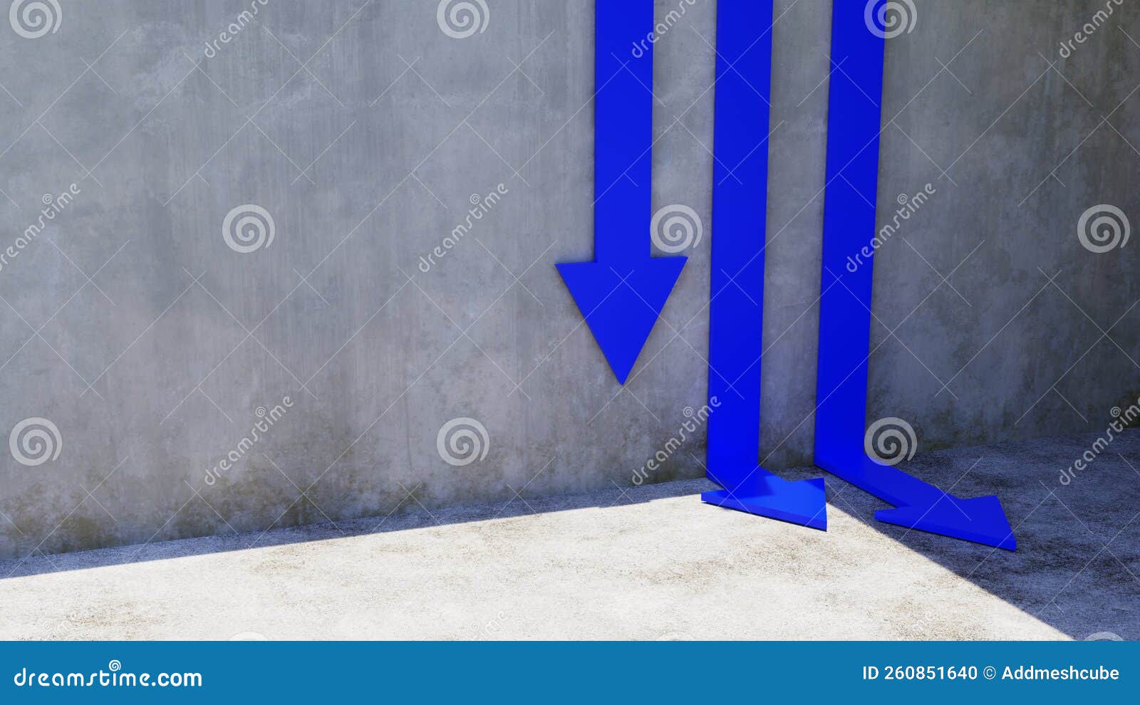 Blue Arrow Going Down, 3d Rendering Stock Illustration - Illustration ...