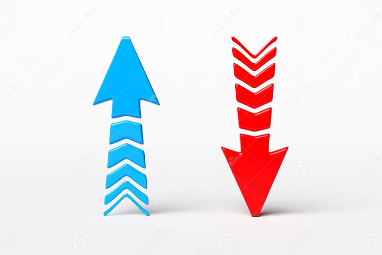 Blue Arrow Pointing Up and Red Arrow Pointing Down Representing Opposite Directions Stock ...
