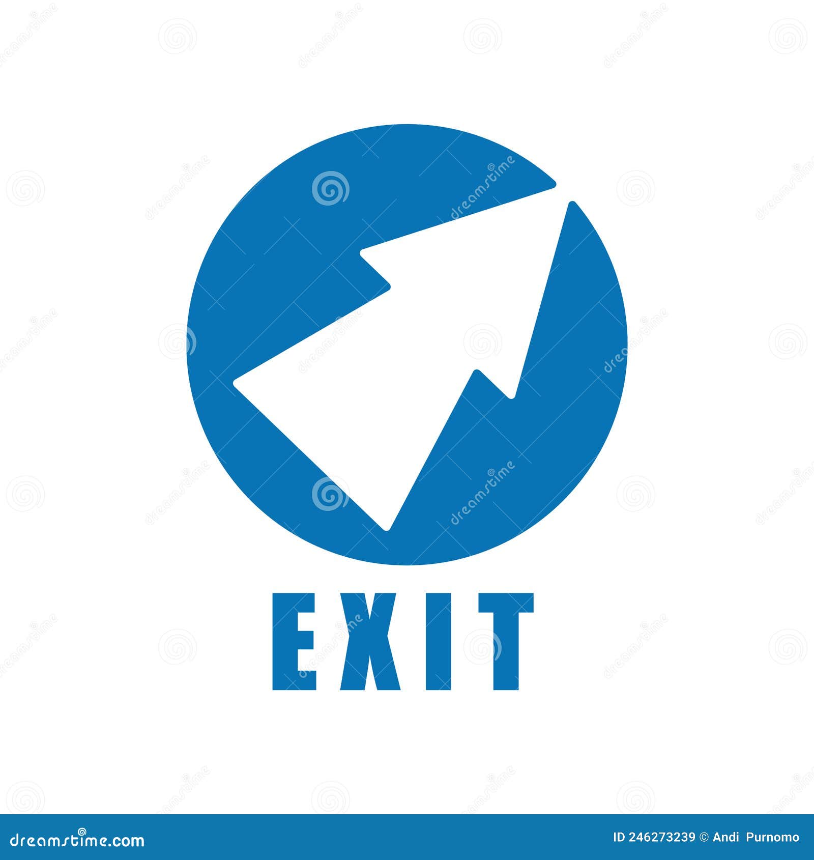 Blue Arrow Round Exit Sign, Way Out Circle Vector Symbol Stock Vector ...
