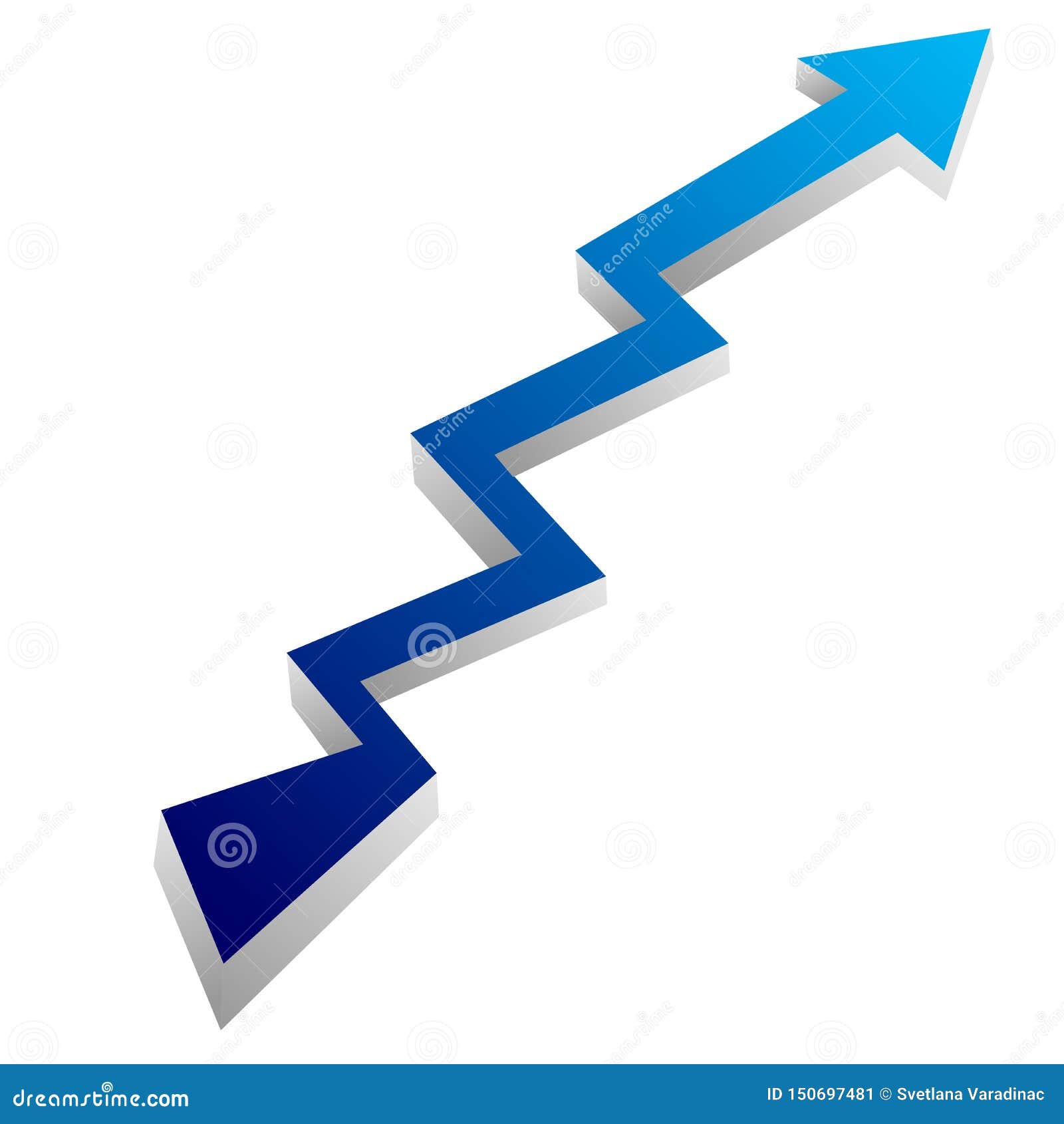 Blue Arrow with Shadow. Icon of Growth Up Statistics. Stock Vector ...