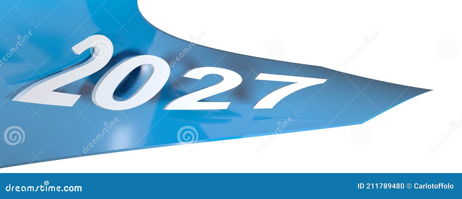 2027 Blue Arrow on White Background - 3D Rendering Illustration Stock ...