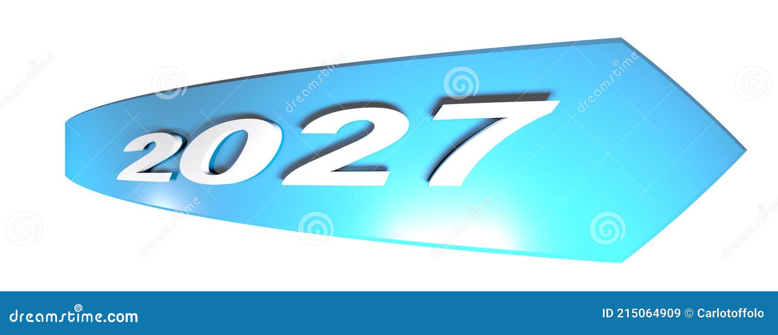 2027 Blue Arrow on White Background - 3D Rendering Illustration Stock ...