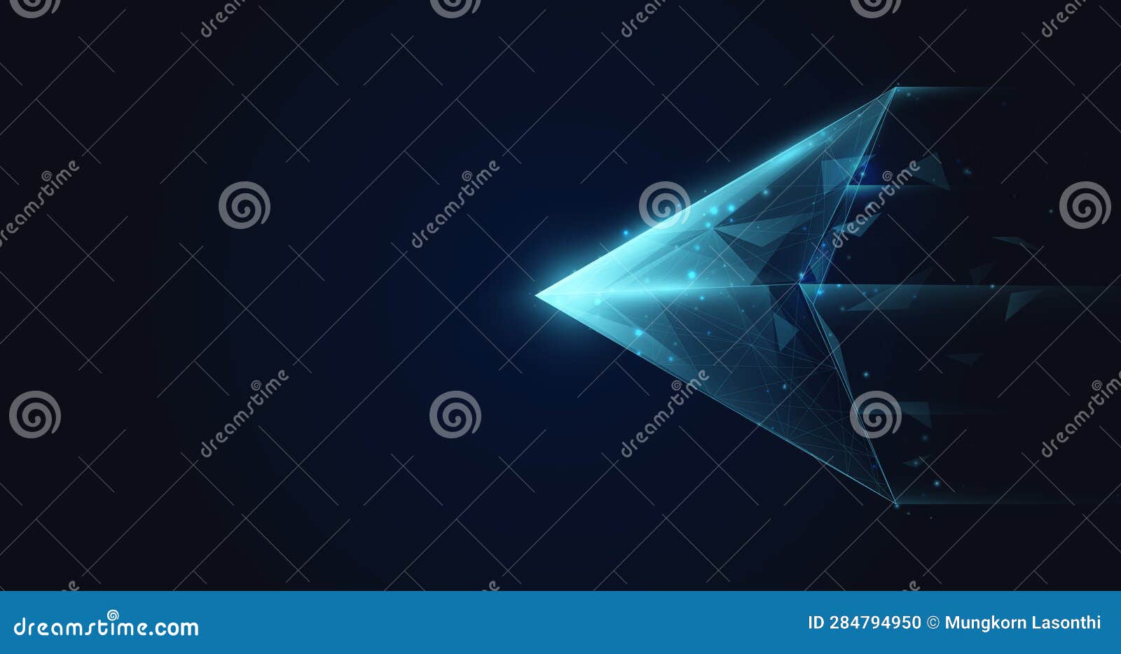 Blue Arrows Abstract High Speed Movement. Low Polygonal and Wireframe ...