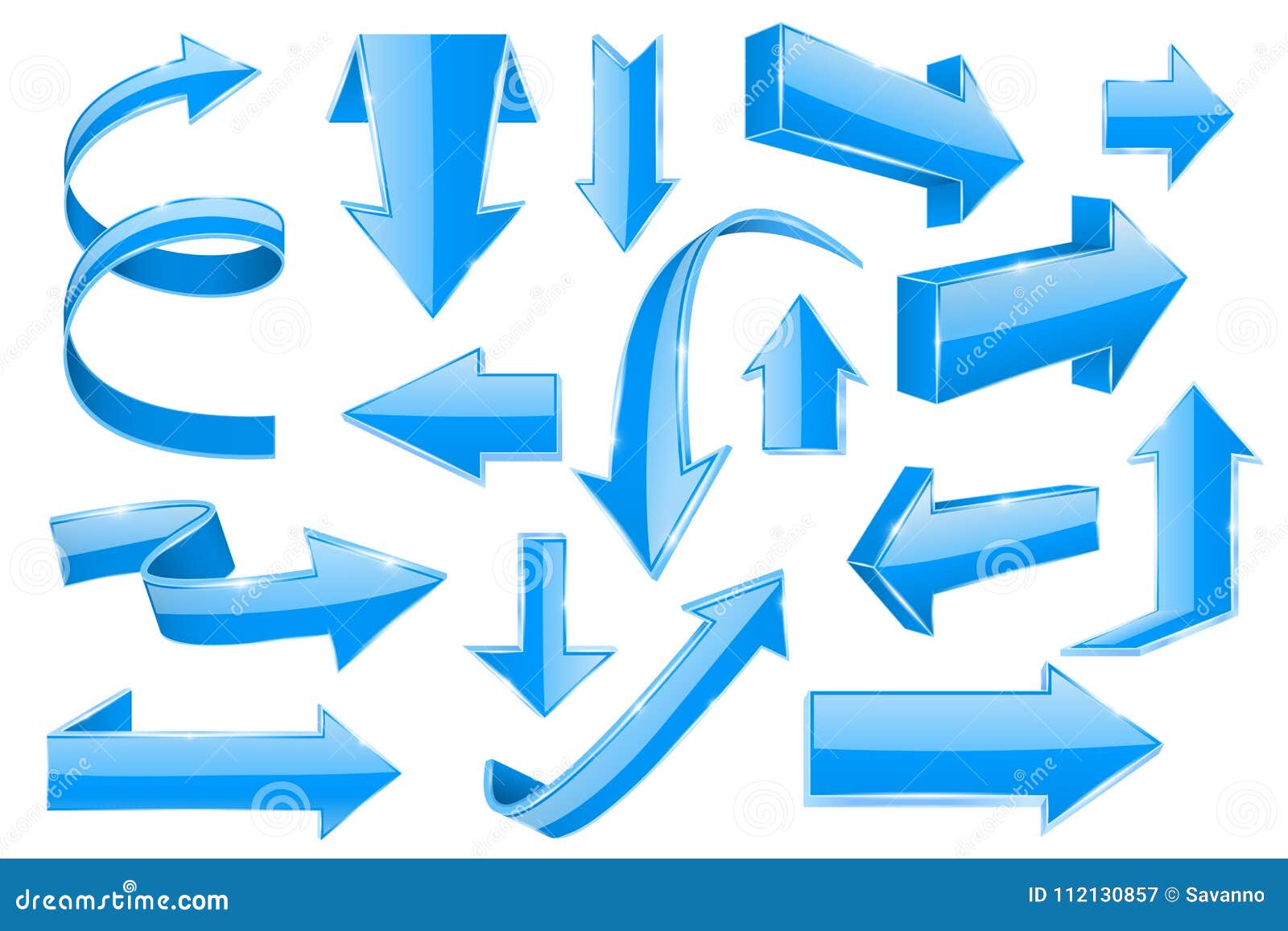 Blue Arrows Collection. Web 3d Shiny Icons Stock Vector - Illustration ...