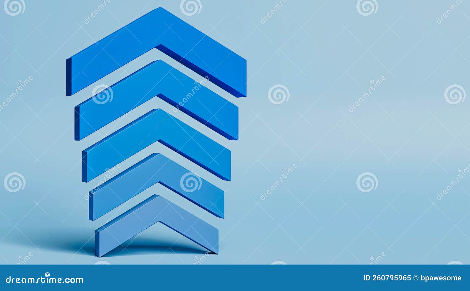 Blue Arrows Pointing Up, Chevrons, Growth Concept with Copy Space, 3d ...