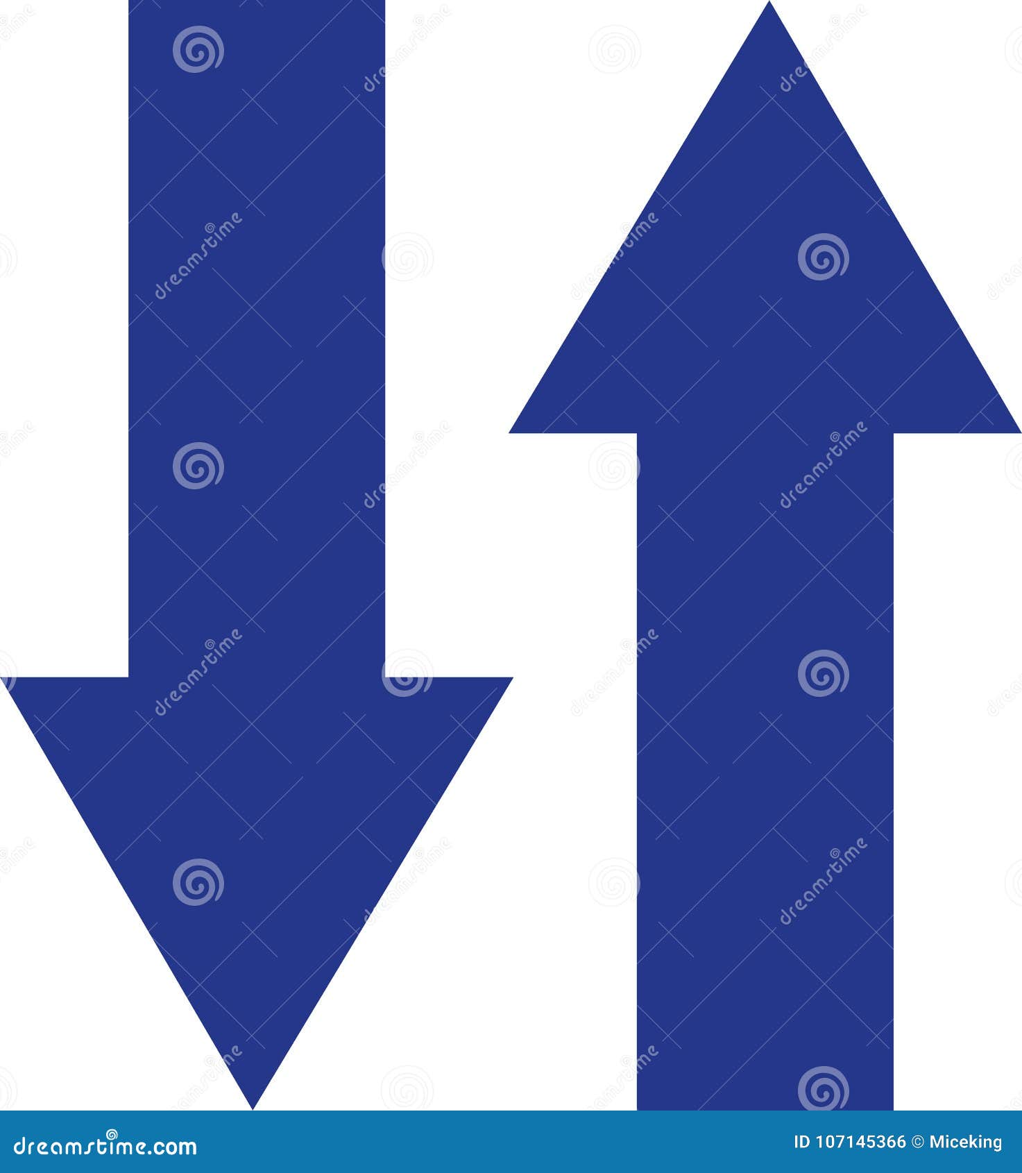Blue arrows up and down stock vector. Illustration of upward - 107145366