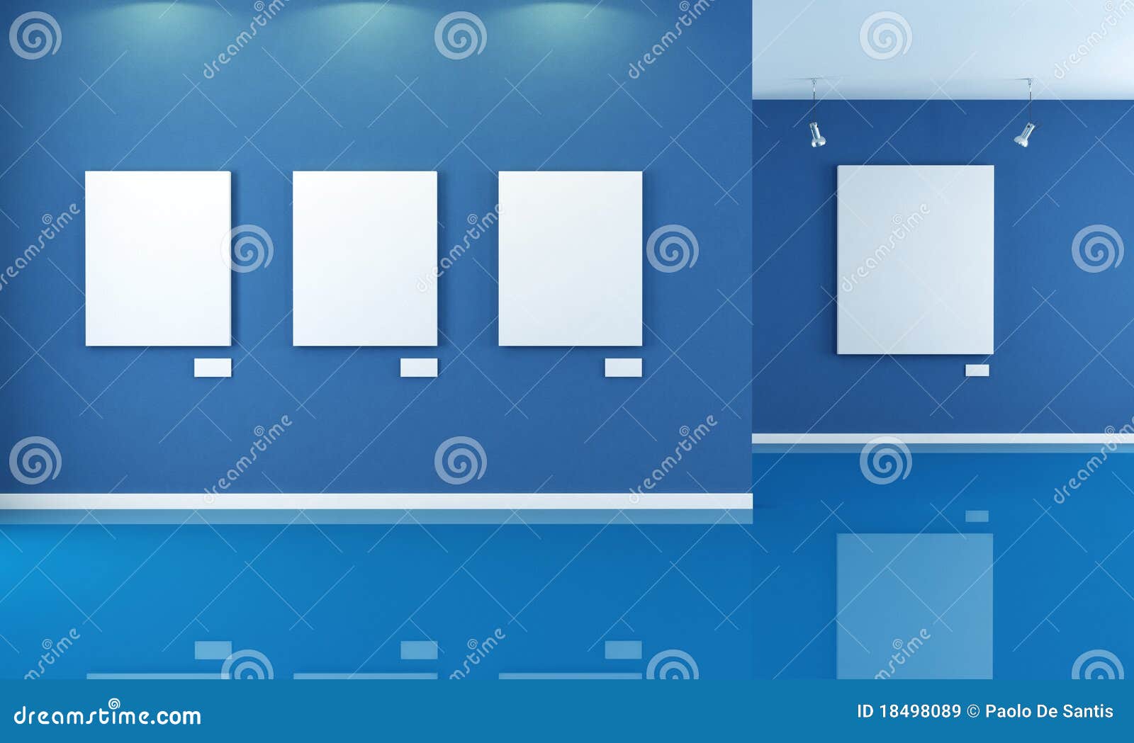 Blue art gallery stock illustration. Illustration of empty - 18498089