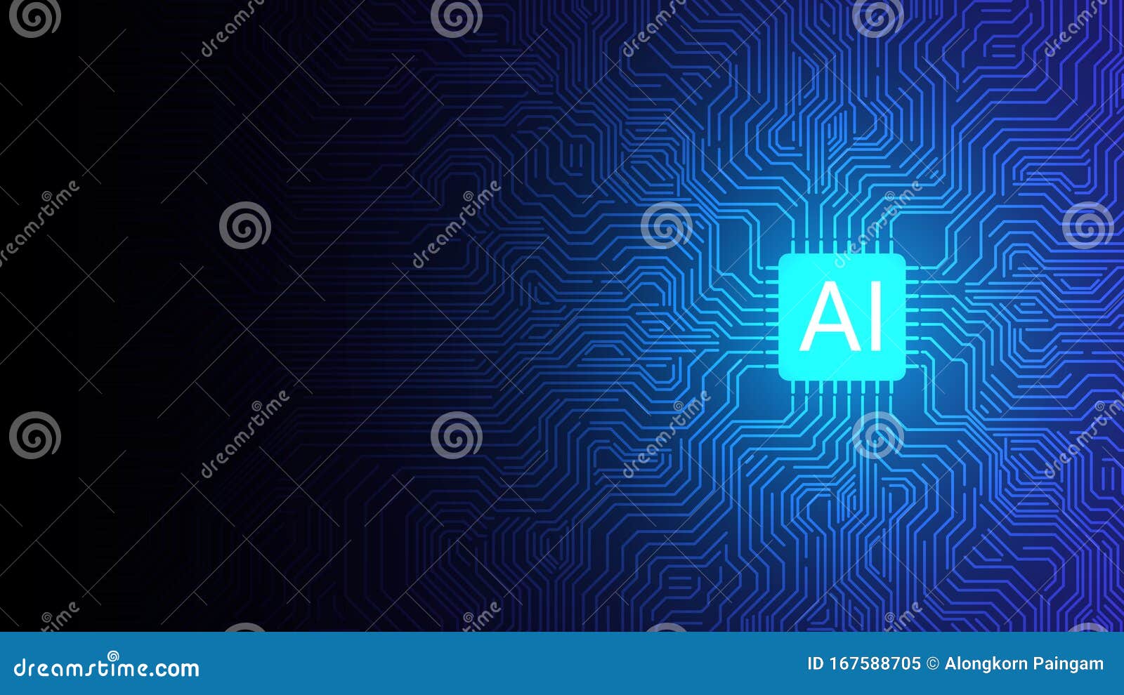 Blue Artificial Intelligence Circuit Processor Background,abstract ...
