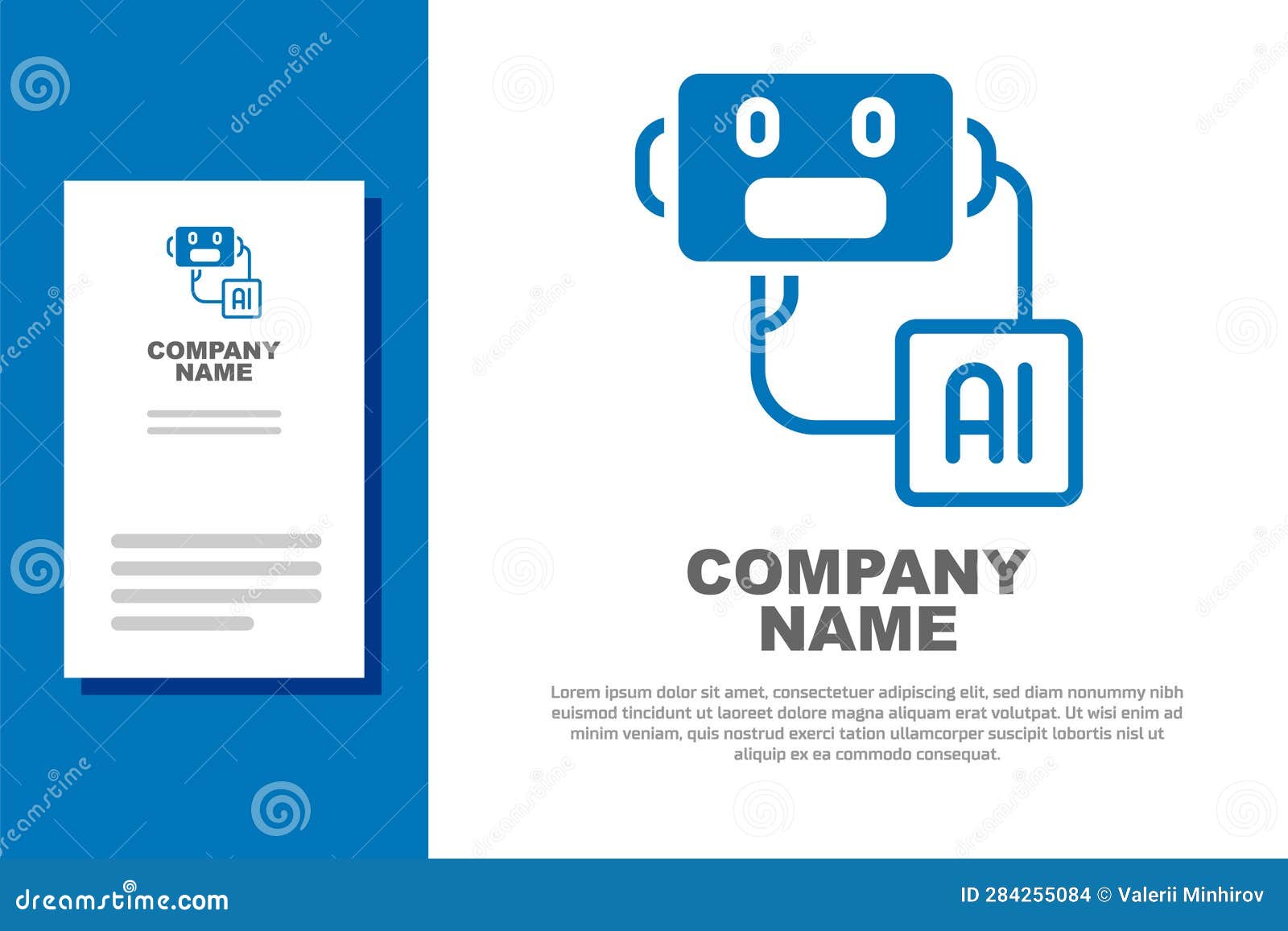 Blue Artificial Intelligence Robot Icon Isolated on White Background ...