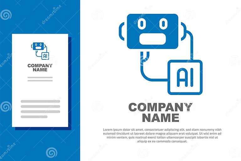 Blue Artificial Intelligence Robot Icon Isolated on White Background ...