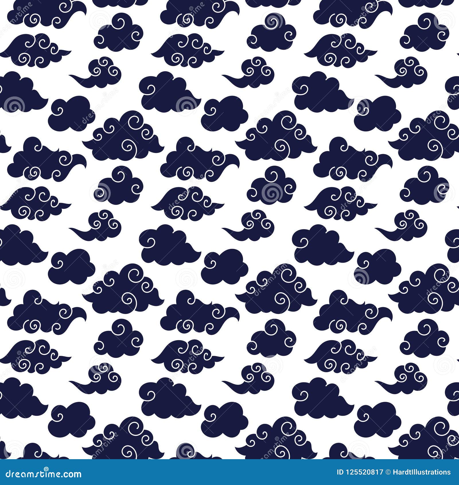Blue Asian Clouds Seamless Pattern Stock Vector - Illustration of ...
