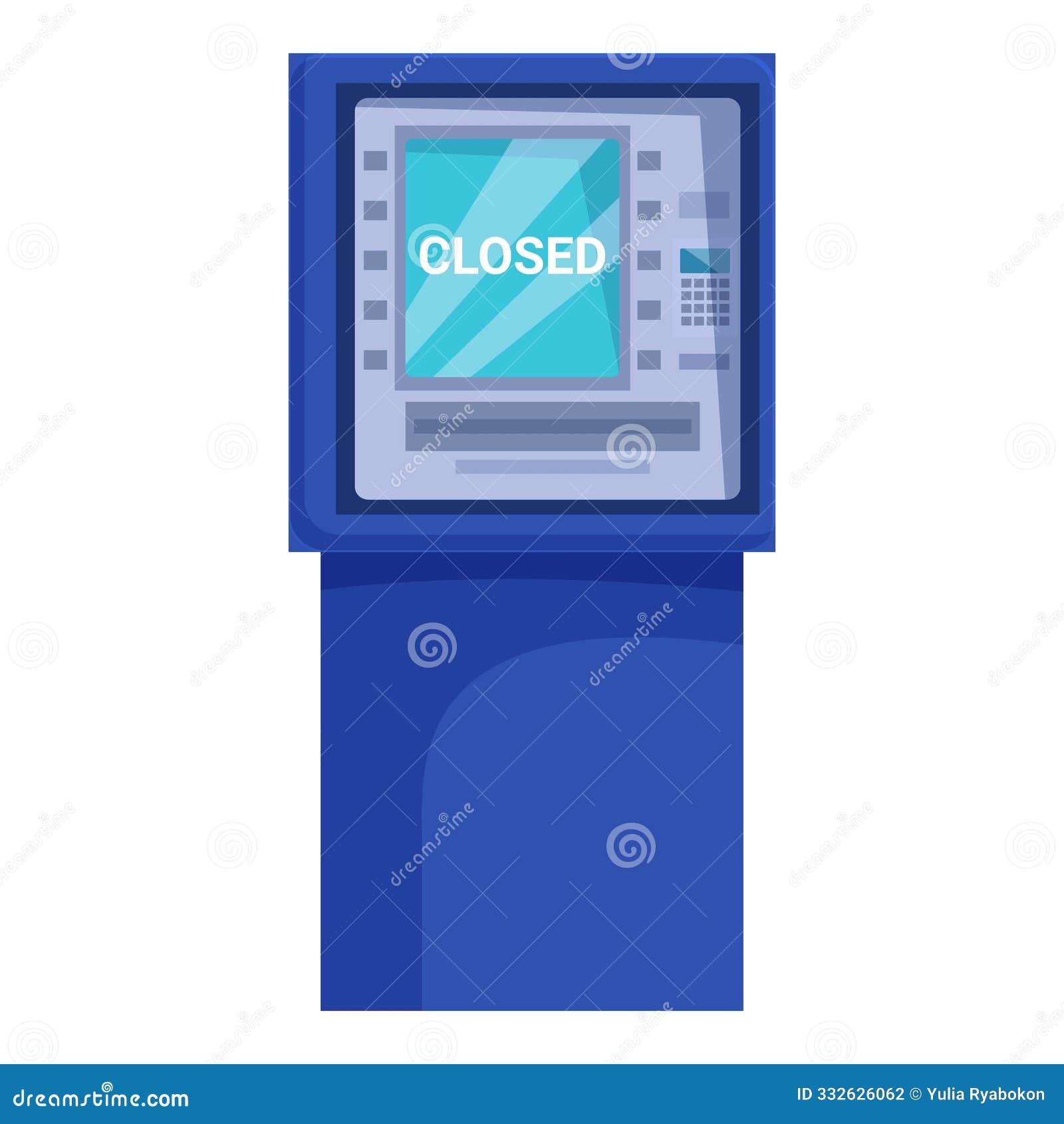Blue Atm Machine with Closed Sign on the Screen Stock Vector ...