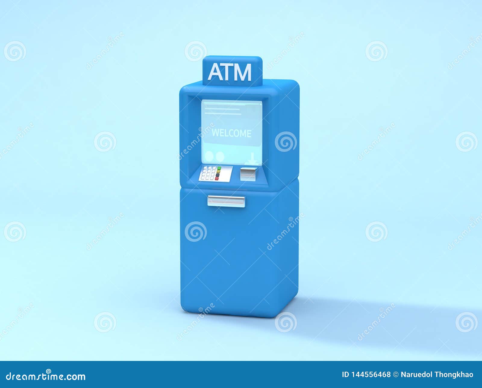 Blue ATM Soft Blue Background 3d Render Stock Illustration ...