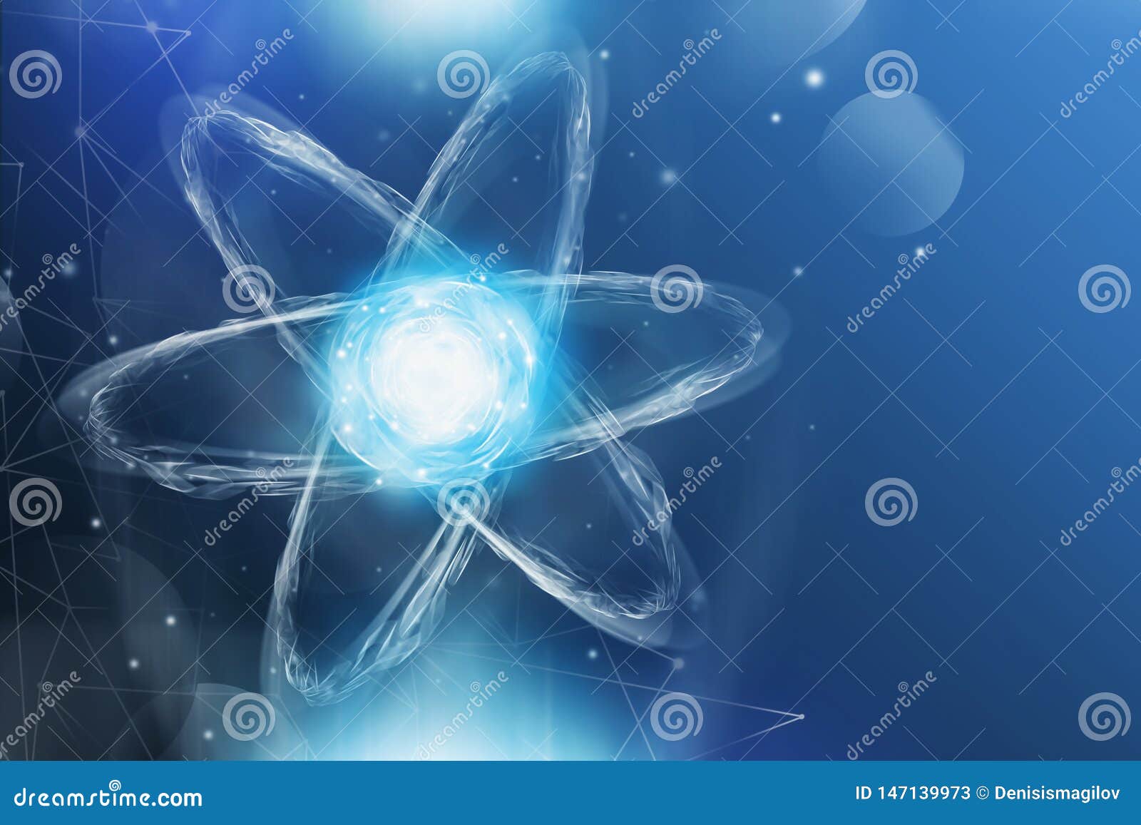 Blue Atom Model Abstract Background Stock Illustration - Illustration ...