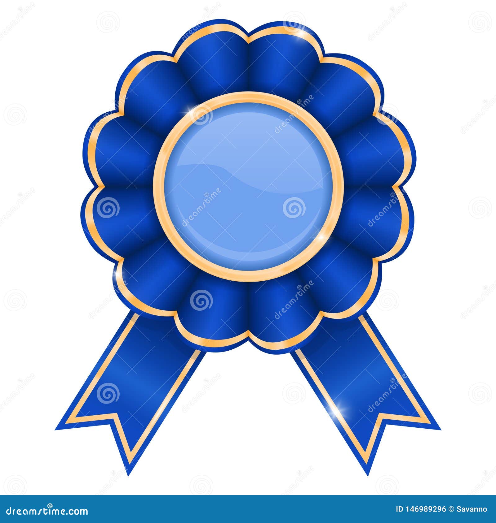 Blue award badge stock vector. Illustration of ribbon - 146989296