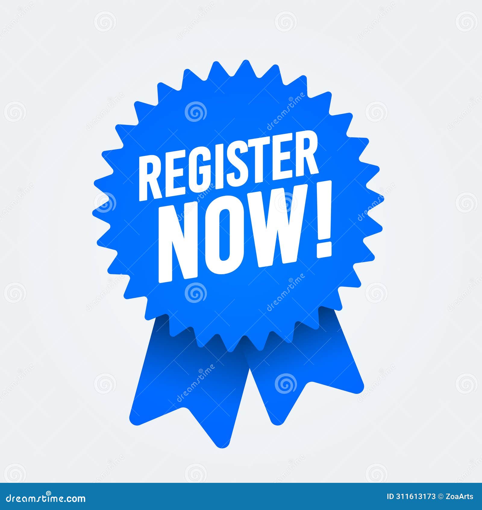 Blue Award Bagde with Text Register Now Stock Vector - Illustration of ...