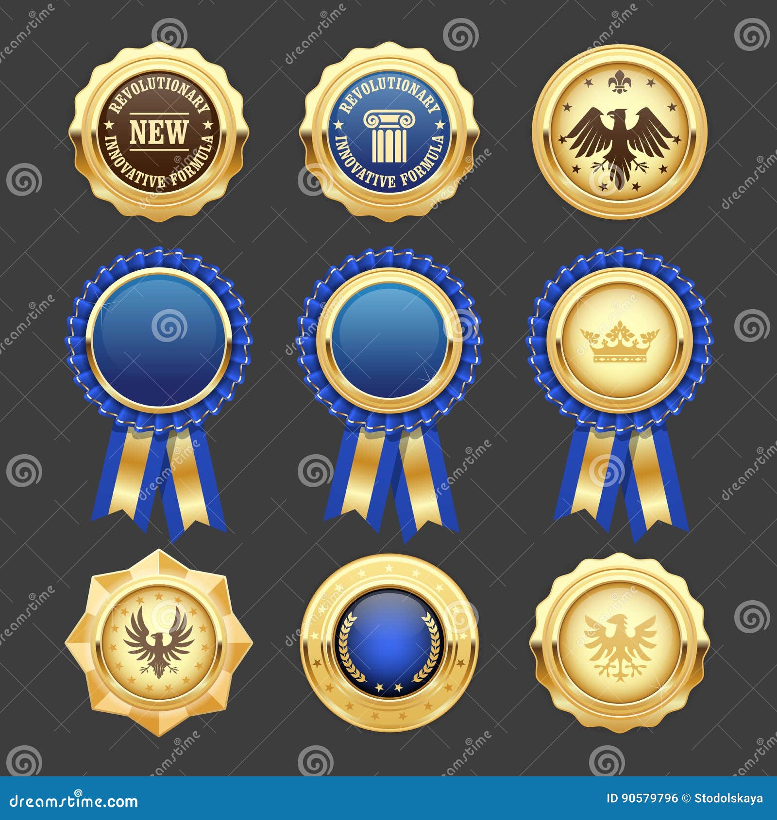 Blue Award Ribbon Vector. Best Trophy. Luxury Product. Object Template ...