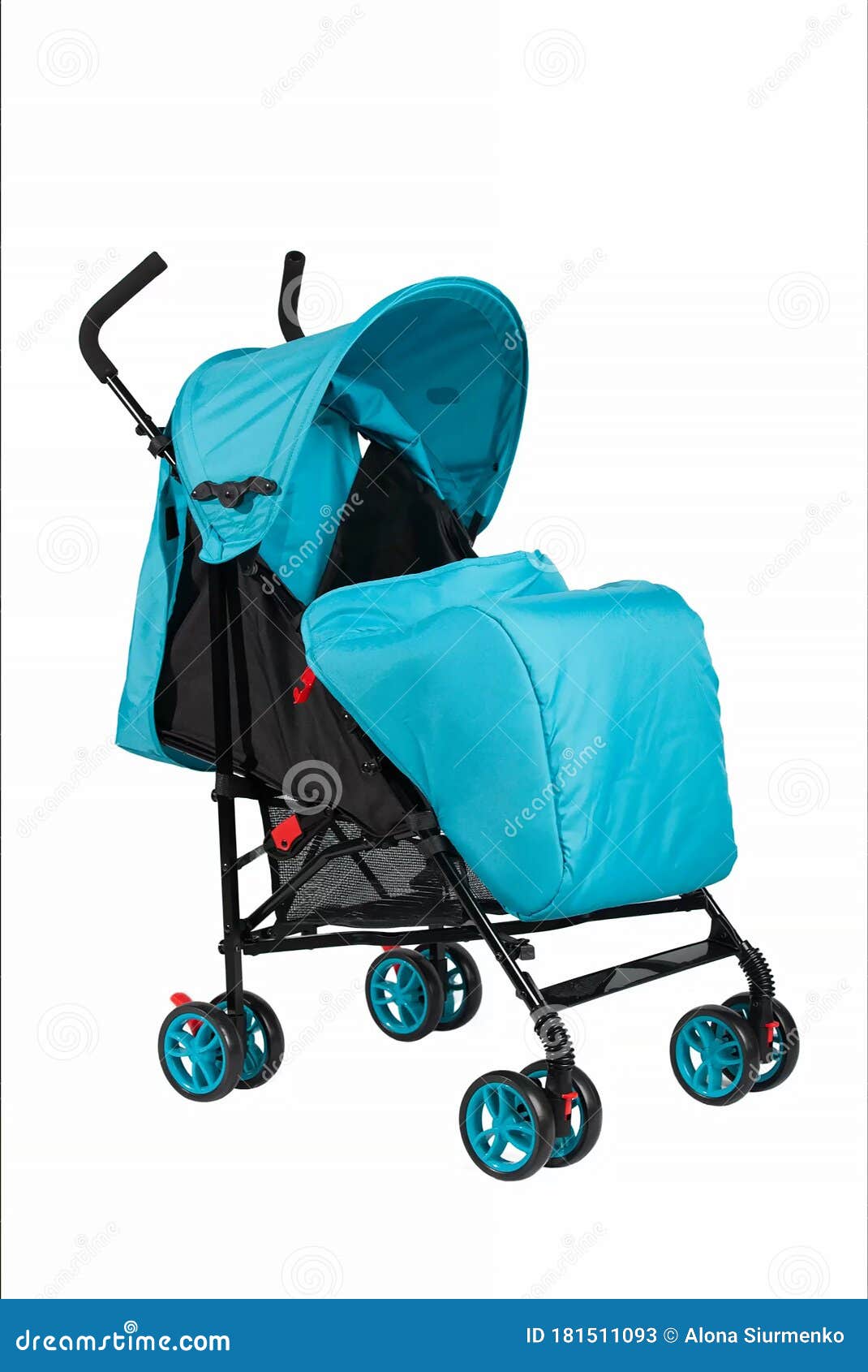 Blue Baby Carriage on White Background Stock Image - Image of childhood ...