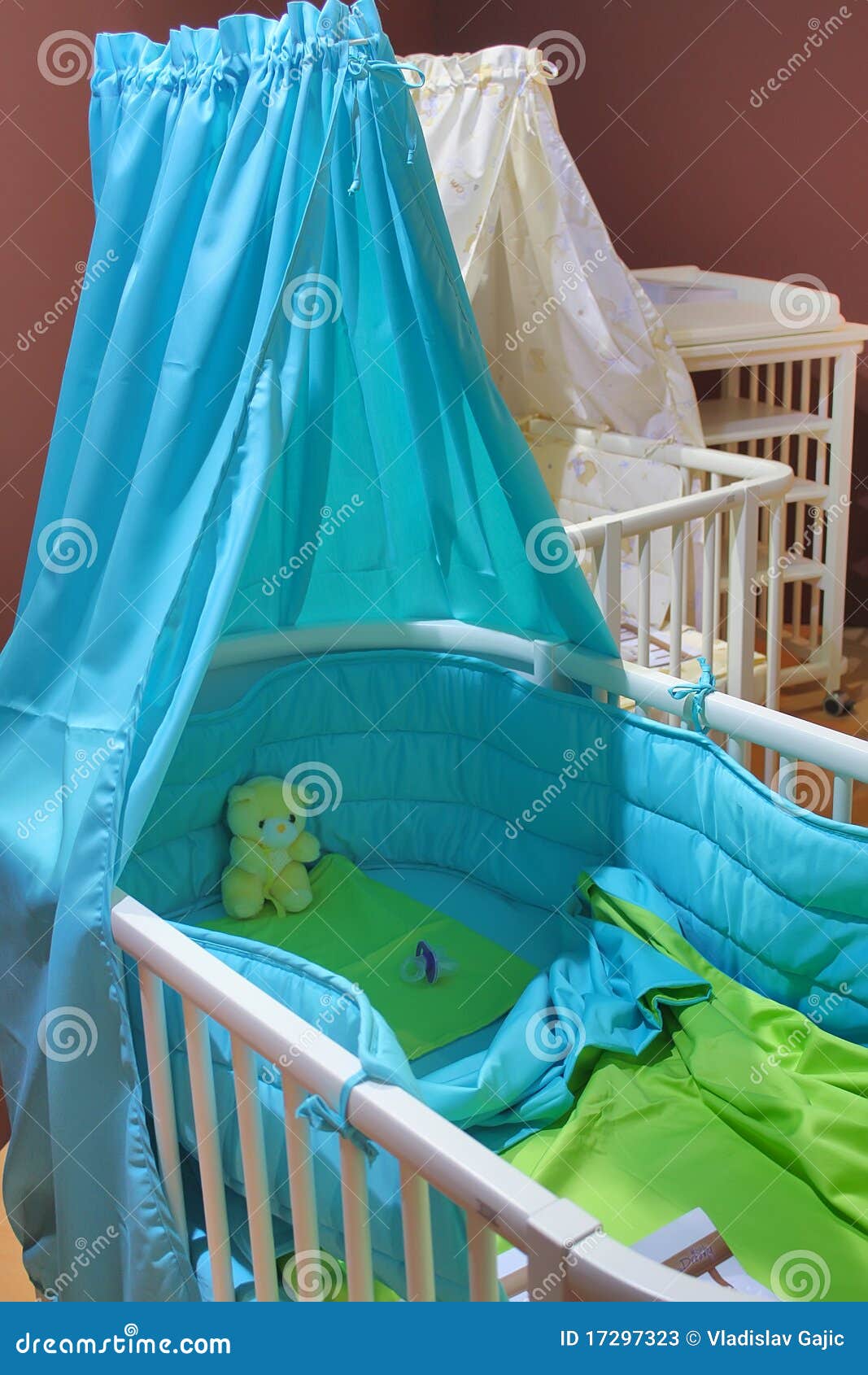 Blue baby cot stock image. Image of domestic, room, area - 17297323