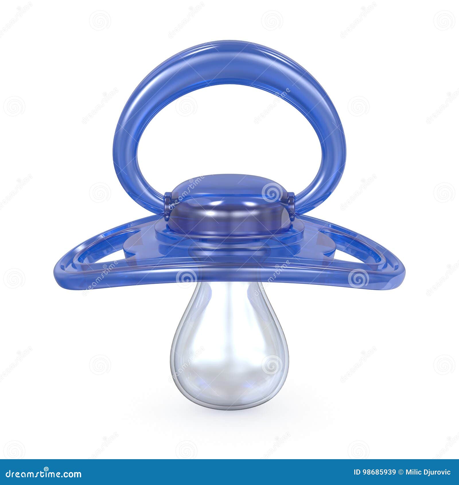 Blue Baby Pacifier Front View 3D Stock Illustration - Illustration of ...