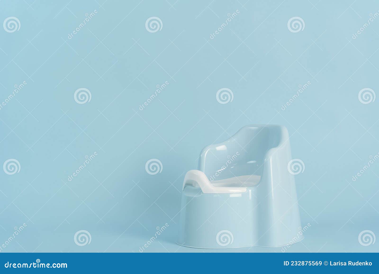 Blue Baby Potty with a Back on a Blue Background Stock Image - Image of ...