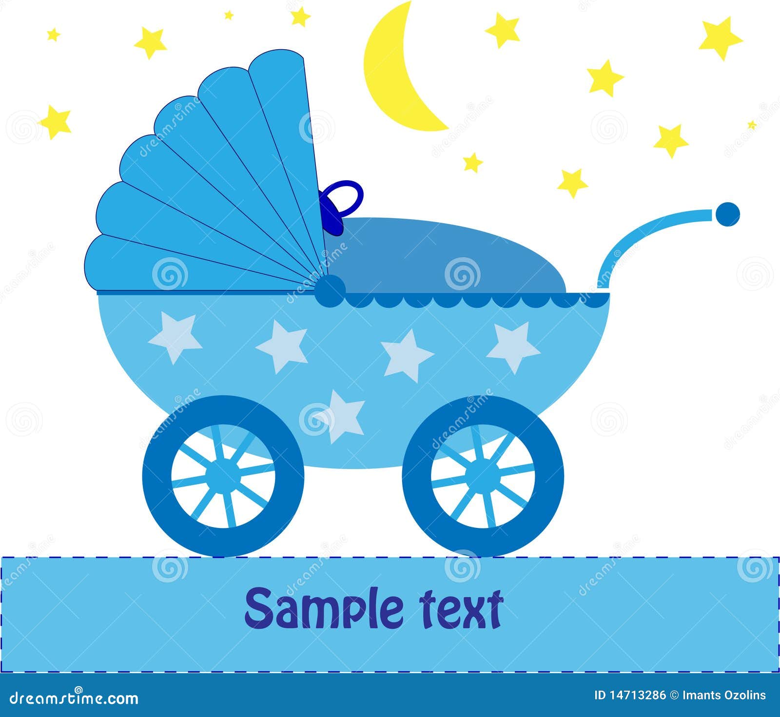 Blue Baby Pram at night stock vector. Illustration of little - 14713286