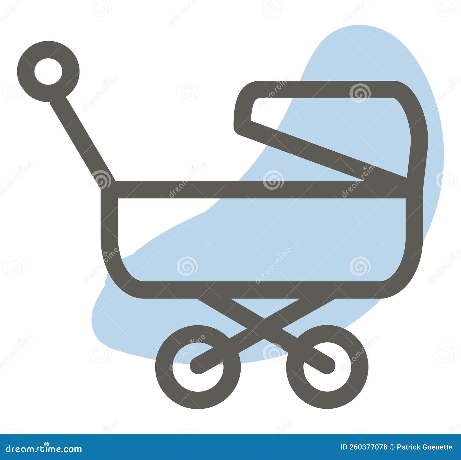 Blue baby stroller, icon stock vector. Illustration of born - 260377078