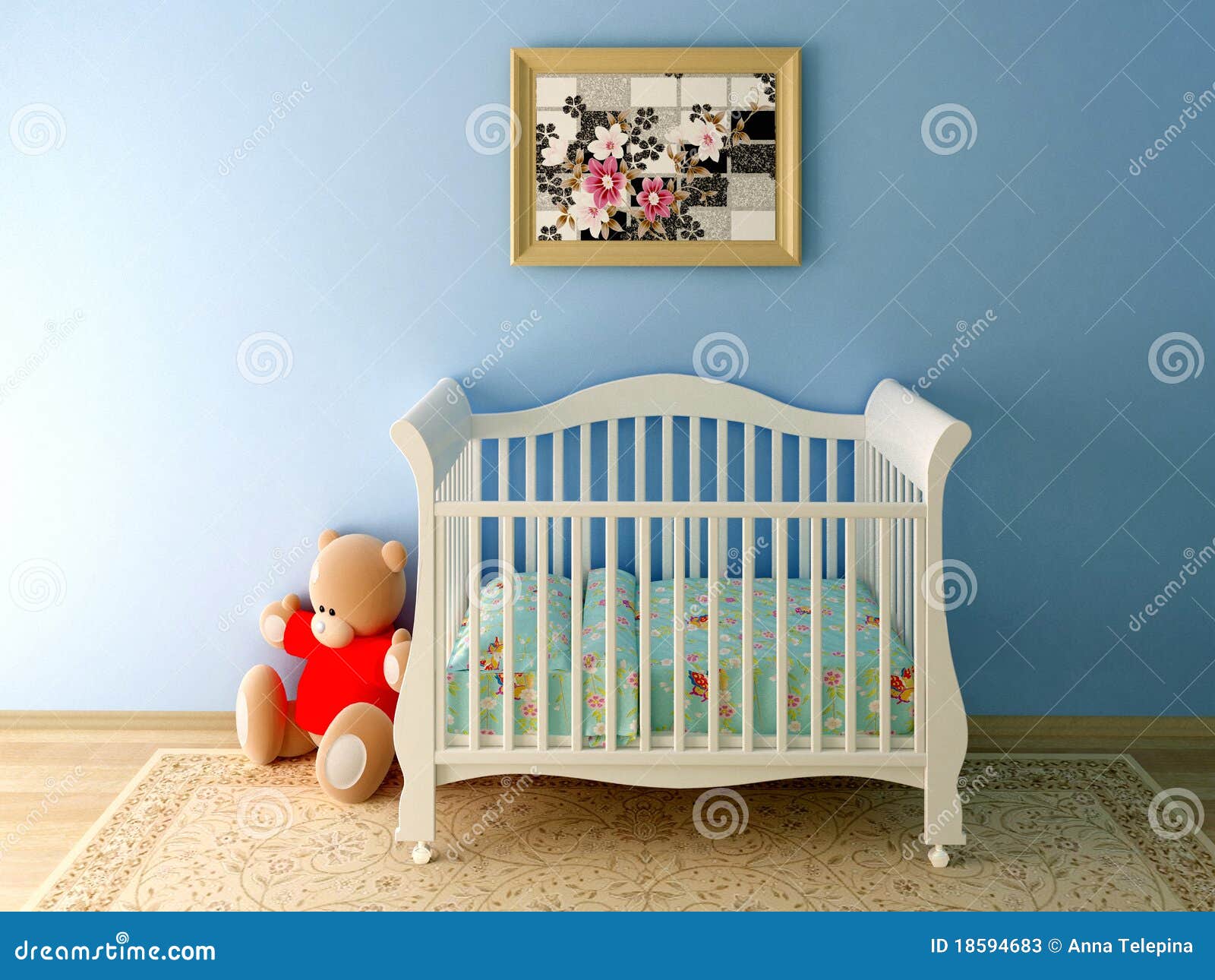 Blue babyroom stock image. Image of furniture, room, decor - 18594683