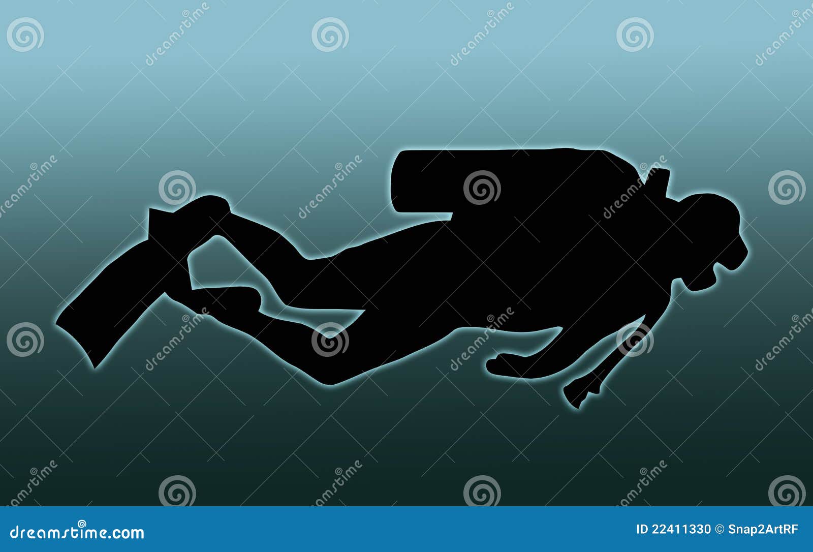 Blue Back Scuba Diver stock illustration. Illustration of glow - 22411330