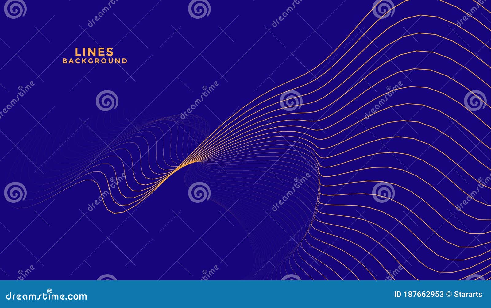 Blue Background with Abstract Yellow Lines Design Stock Vector ...